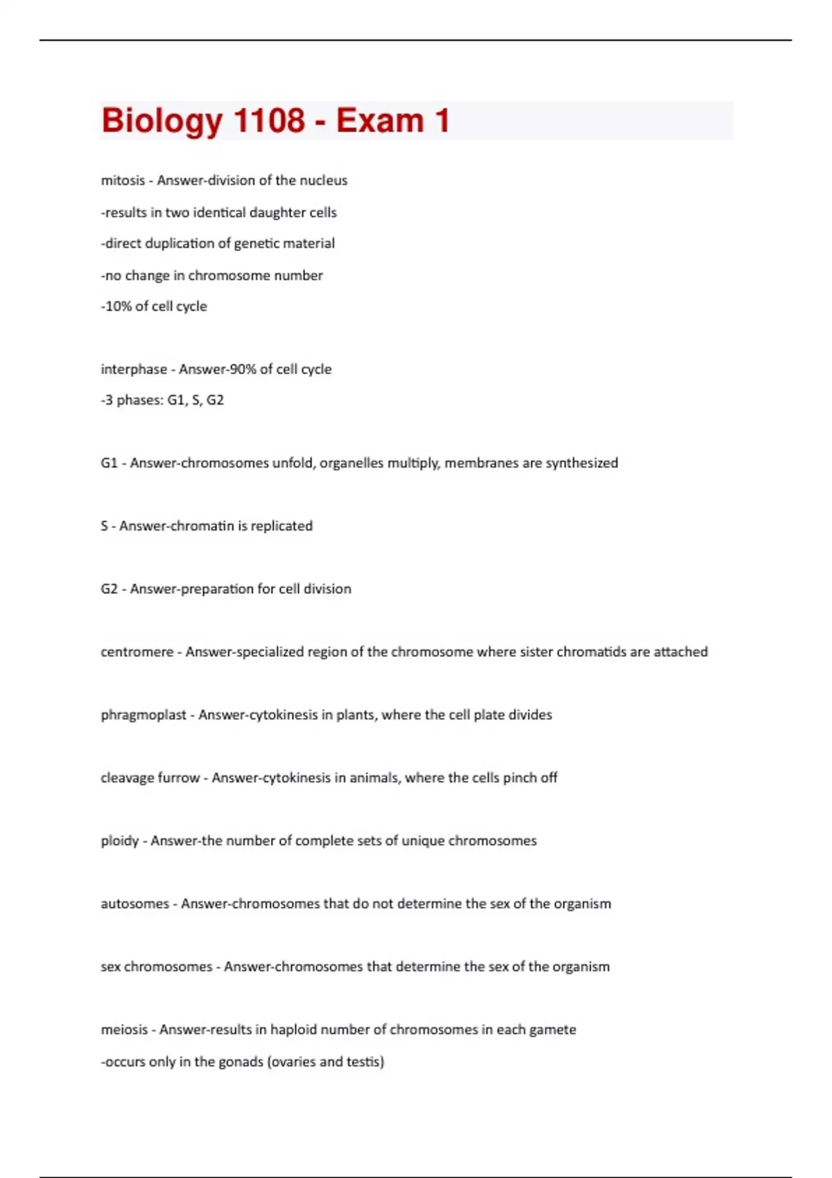 Biology 1108 Bundled Exams 2024 with complete solution - Stuvia US
