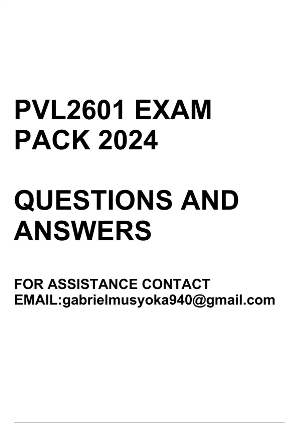 PVL2601 Exam pack 2024 (Questions and answers) - PVL2601 - Stuvia SA