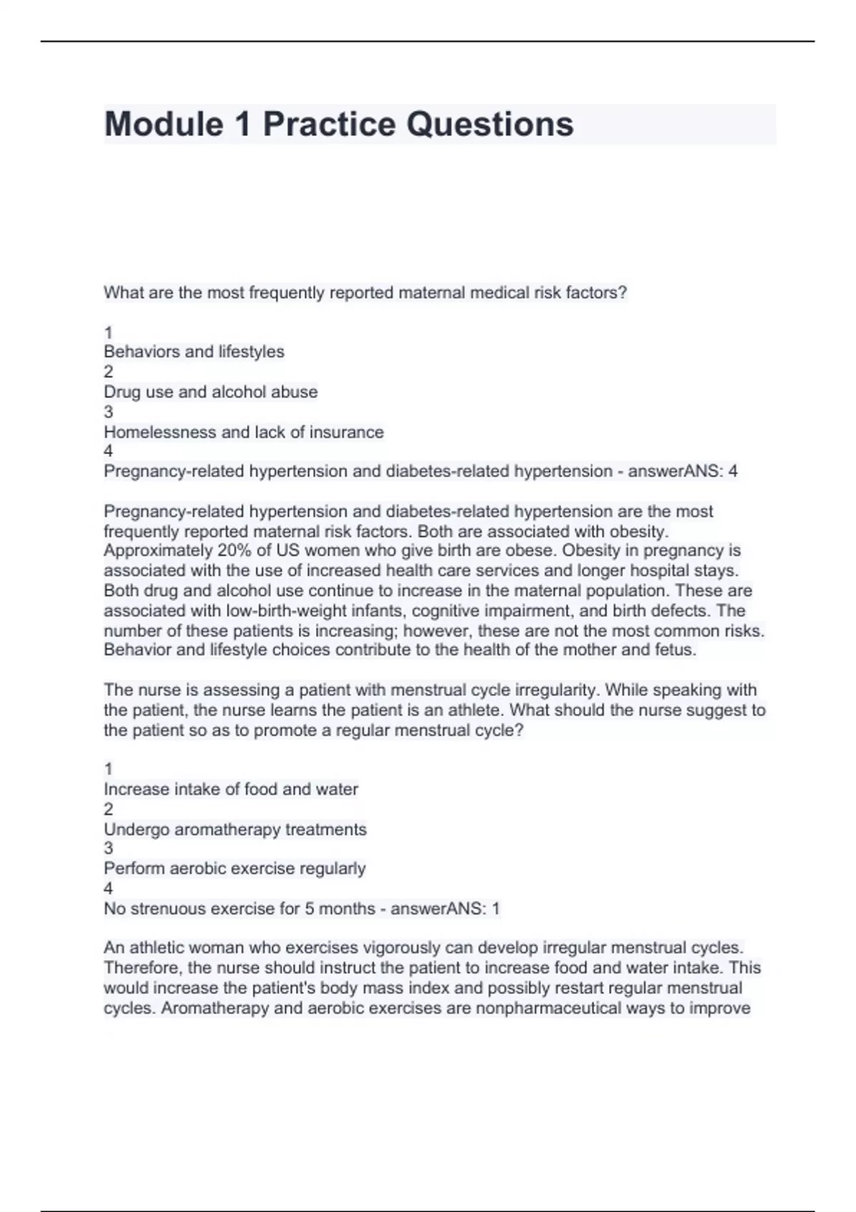 Module 1 Practice Questions Questions and Answers 2024 - POEP - Stuvia US