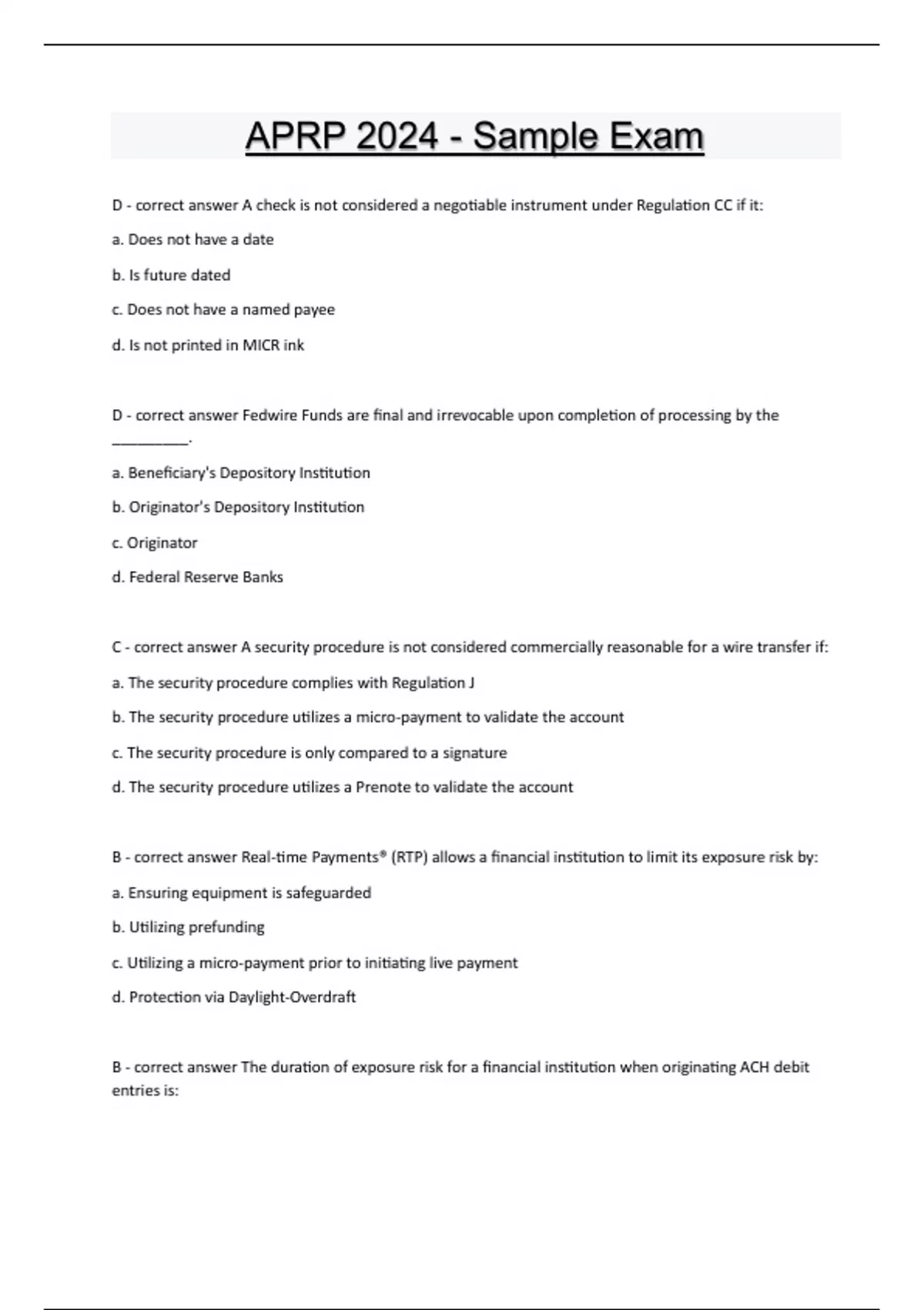 APRP Exam Success with the 2024 Sample Questions & Answers – Latest ...