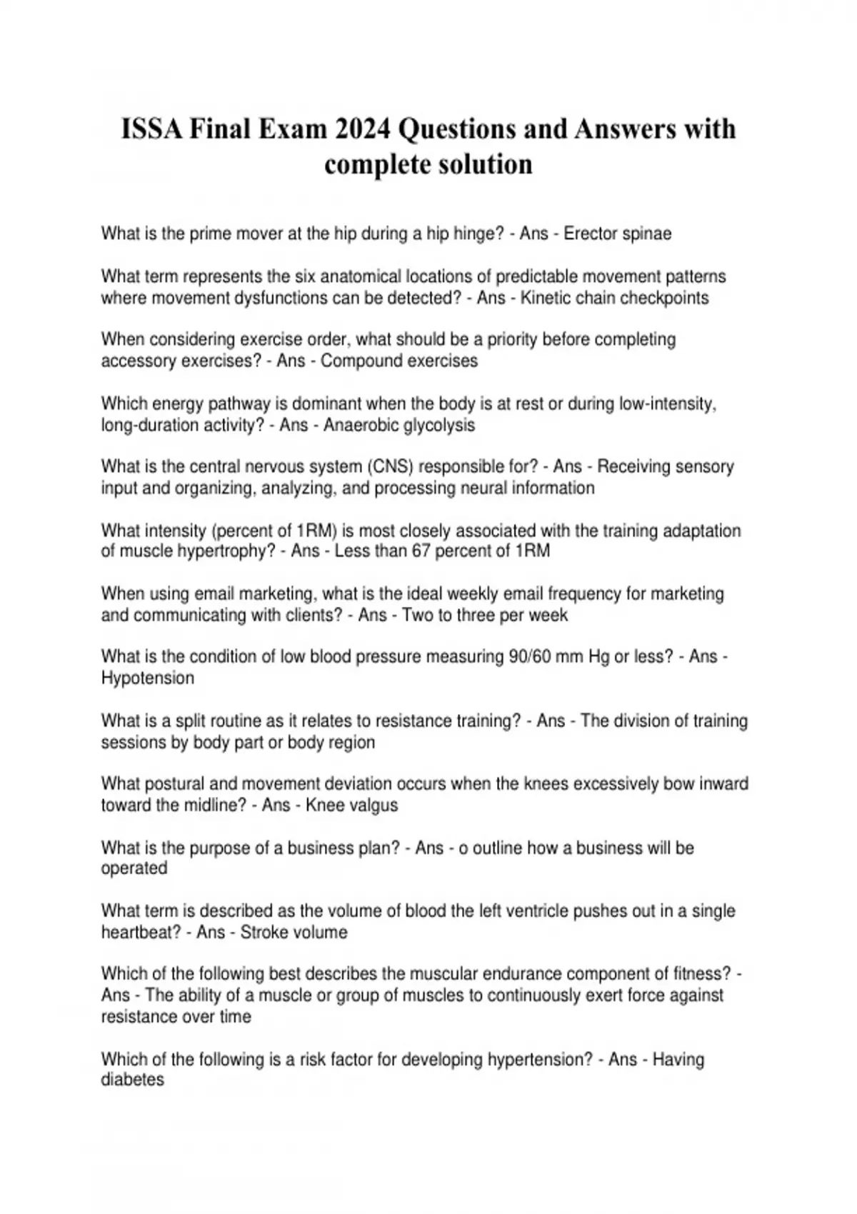 ISSA Final Exam 2024 Questions and Answers with complete solution ...