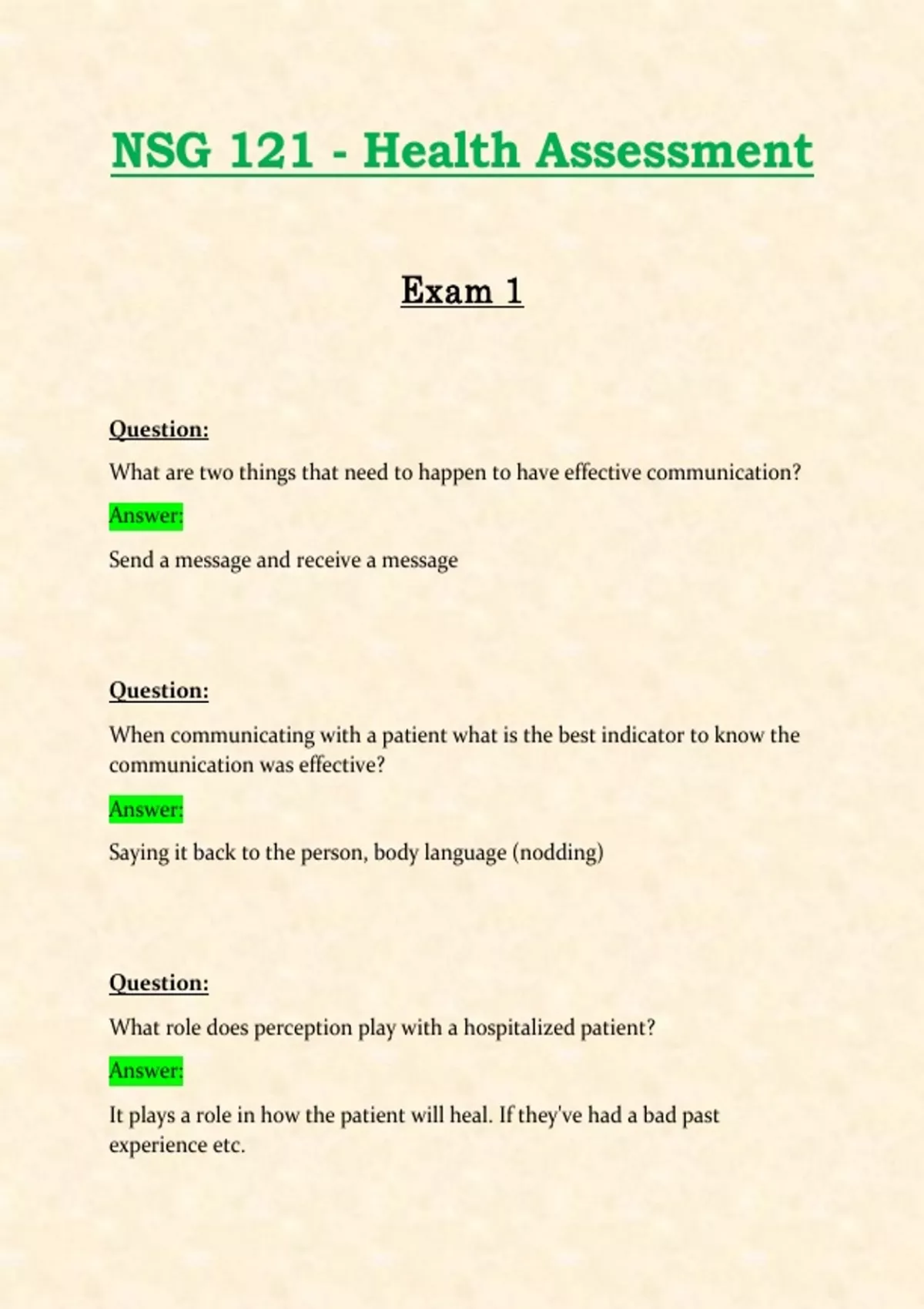 Exam 1, Exam 2, Exam 3 & Exam 4: NSG121 / NSG 121 (Latest 2024 / 2025 ...