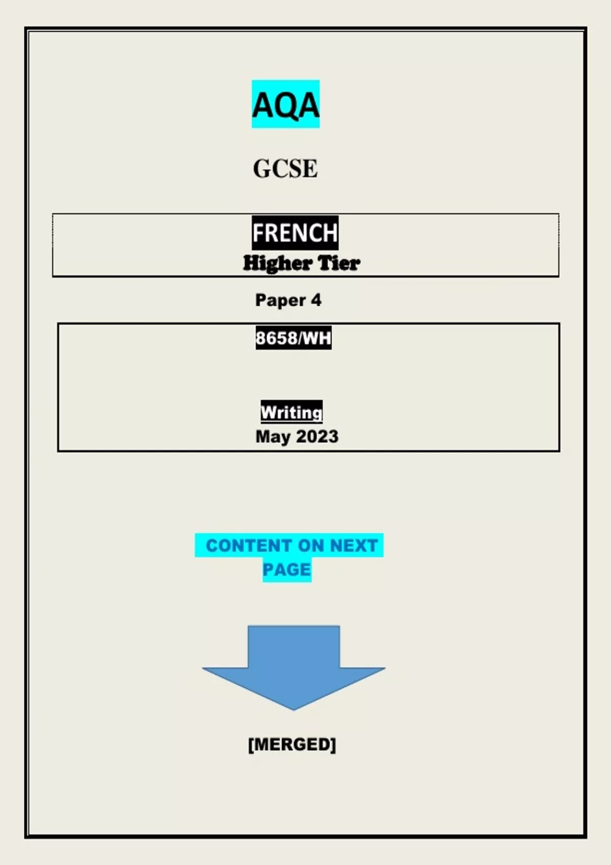 AQA GCSE FRENCH HIGHER TIER & FOUNDATION TIER[BOTH] ||QUESTIONS ...