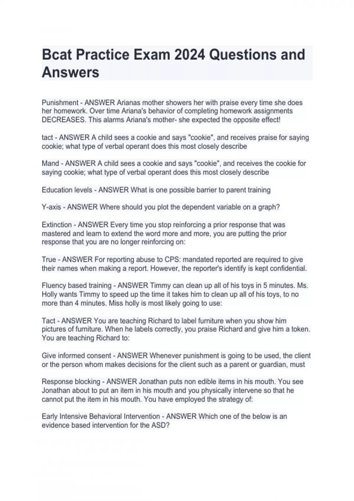 Bcat Practice Exam 2024 Questions and Answers - BCAT - Stuvia US