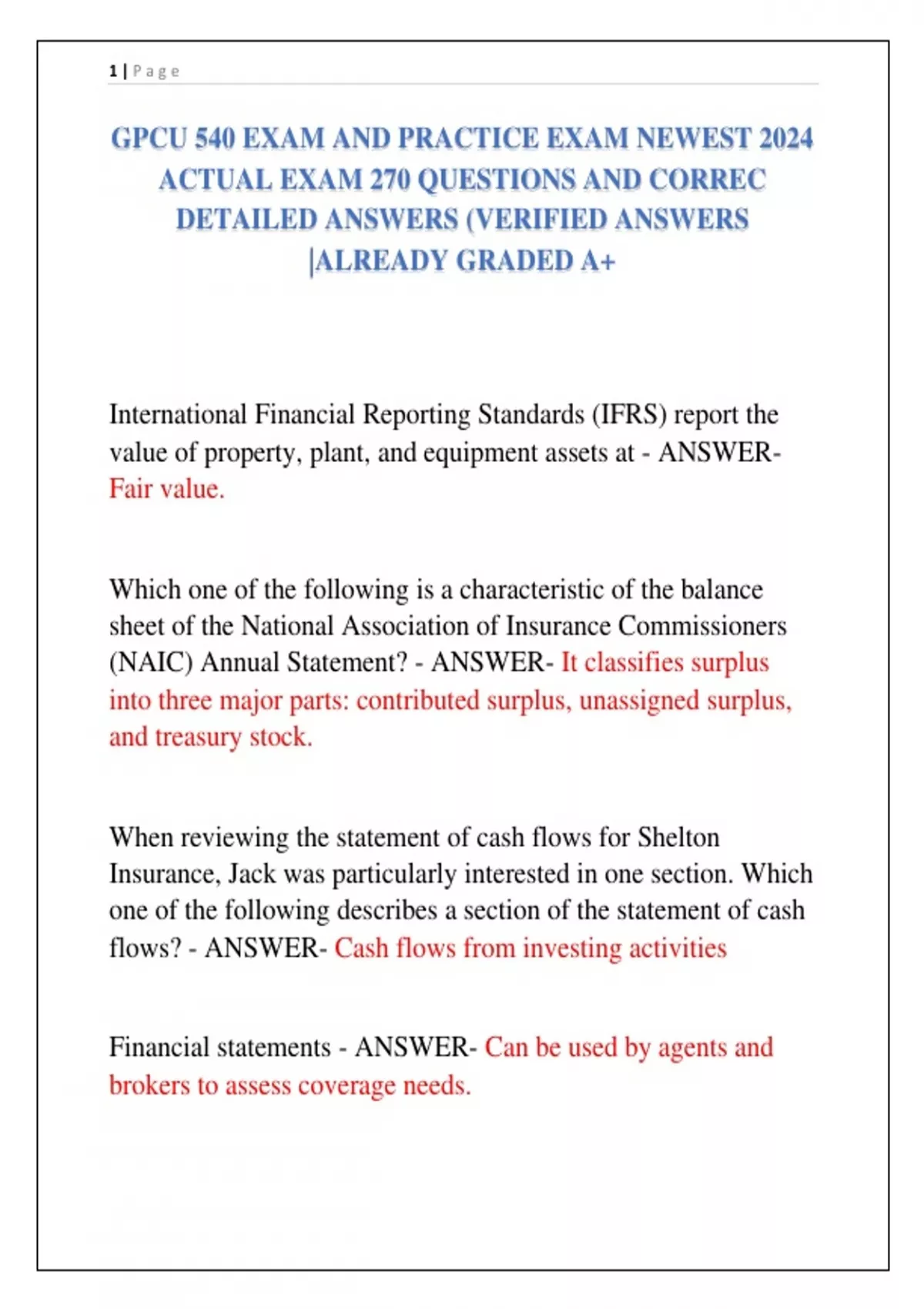 GPCU 540 EXAM AND PRACTICE EXAM NEWEST 2024 ACTUAL EXAM 270 QUESTIONS ...
