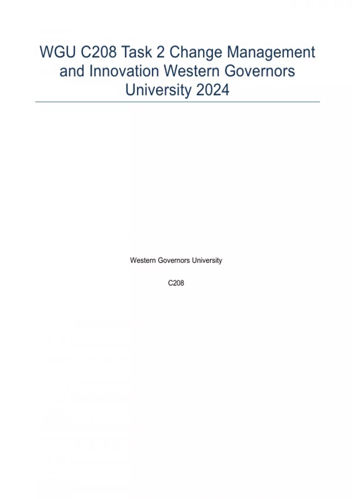 2024 COMBINED C208 – Change Management and Innovation (PRE-ASSESSMENT ...