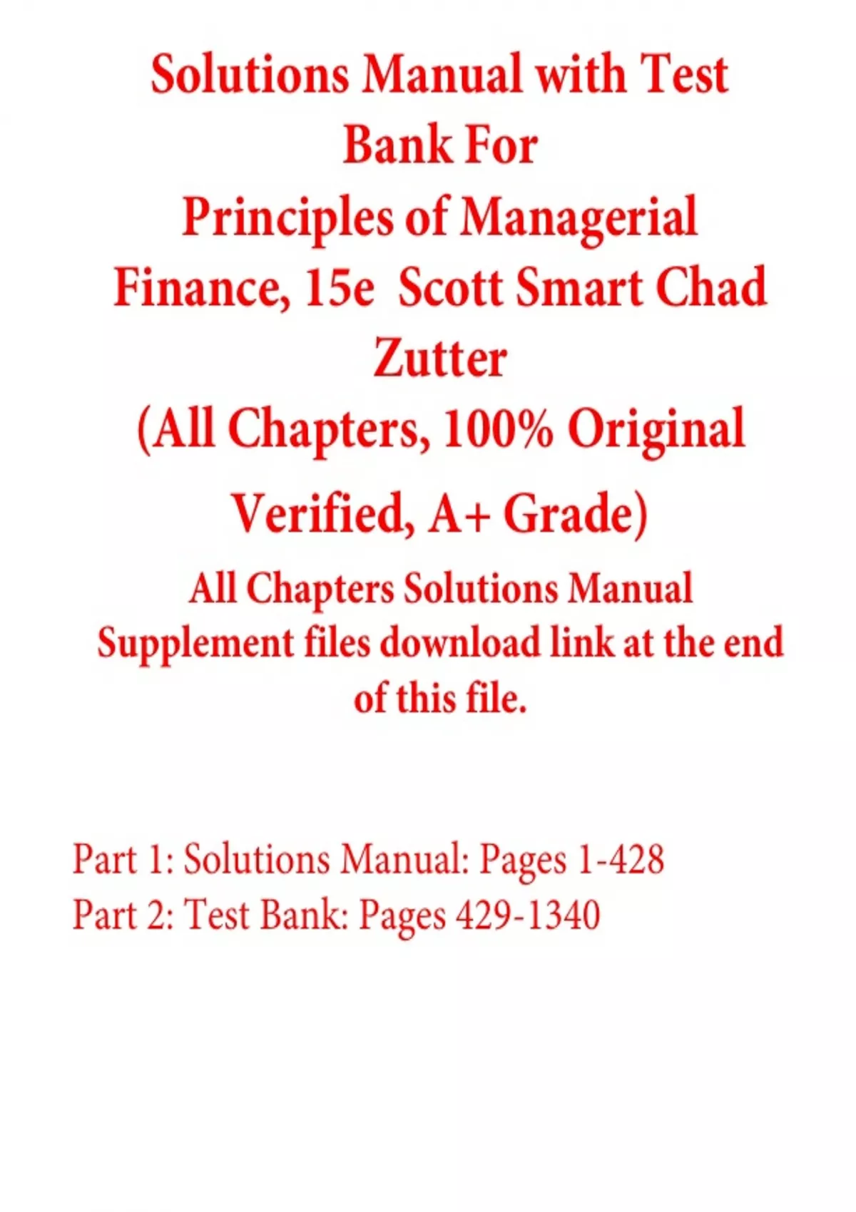 Solutions Manual with Test Bank for Principles of Managerial Finance ...