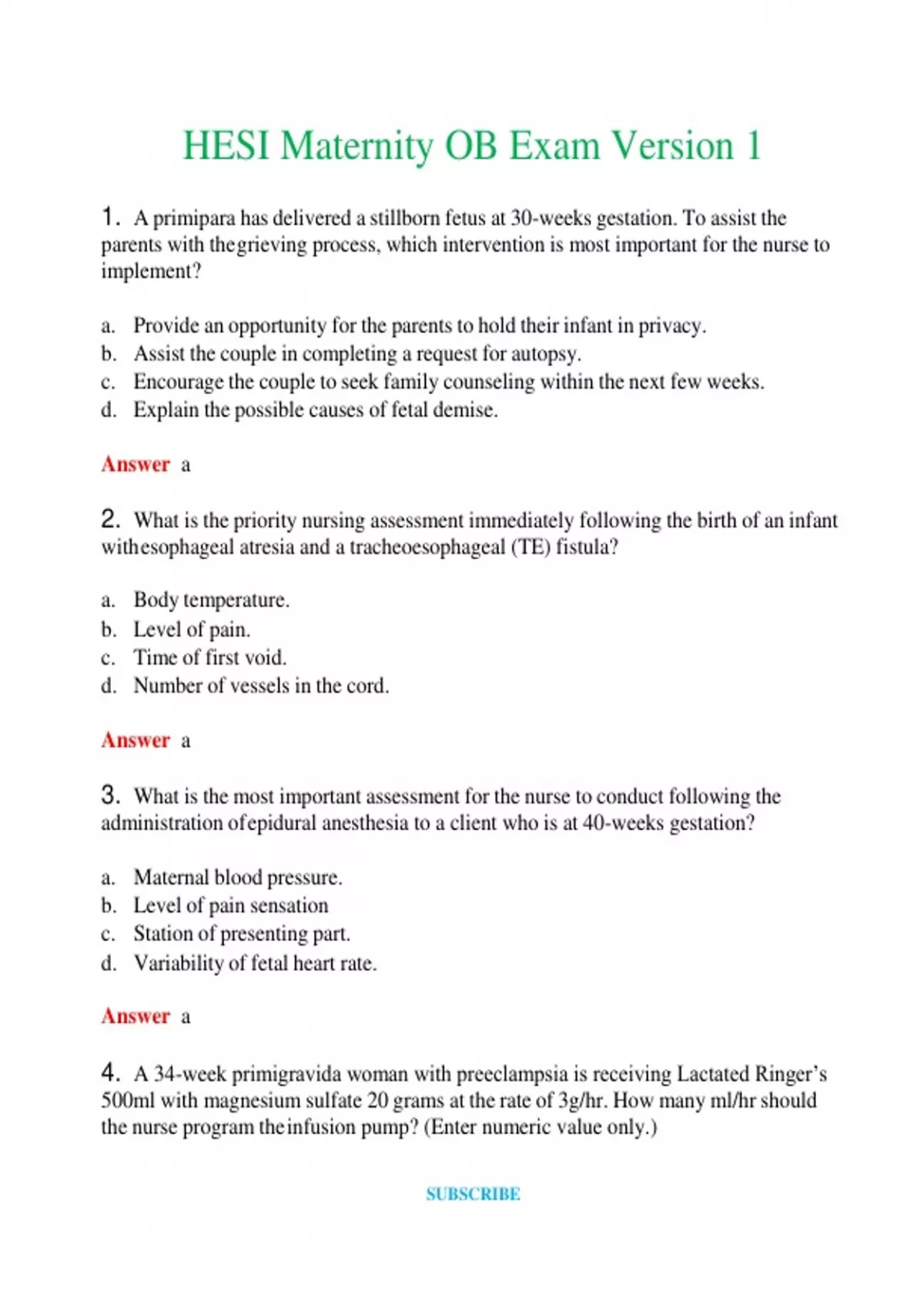 2024 HESI Maternity OB Exam Version 1 Questions & Answers with ...