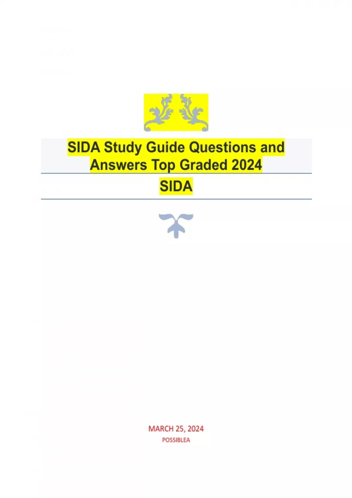 SIDA Study Guide Questions and Answers Top Graded 2024 - SIDA - Stuvia US