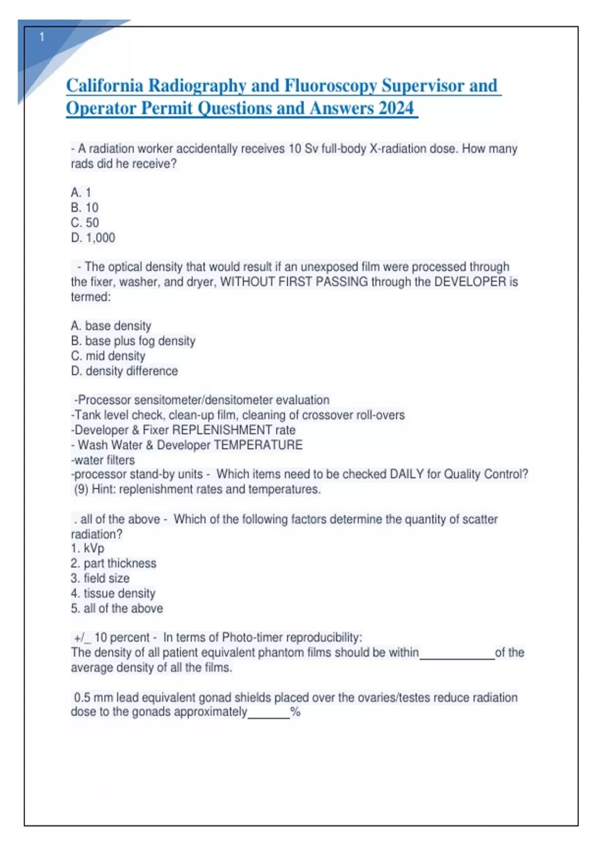 California Radiography and Fluoroscopy Supervisor and Operator Permit ...