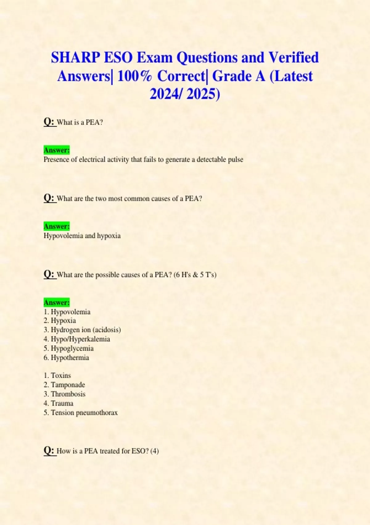 SHARP ESO Exam Questions and Verified Answers| 100% Correct| Grade A ...