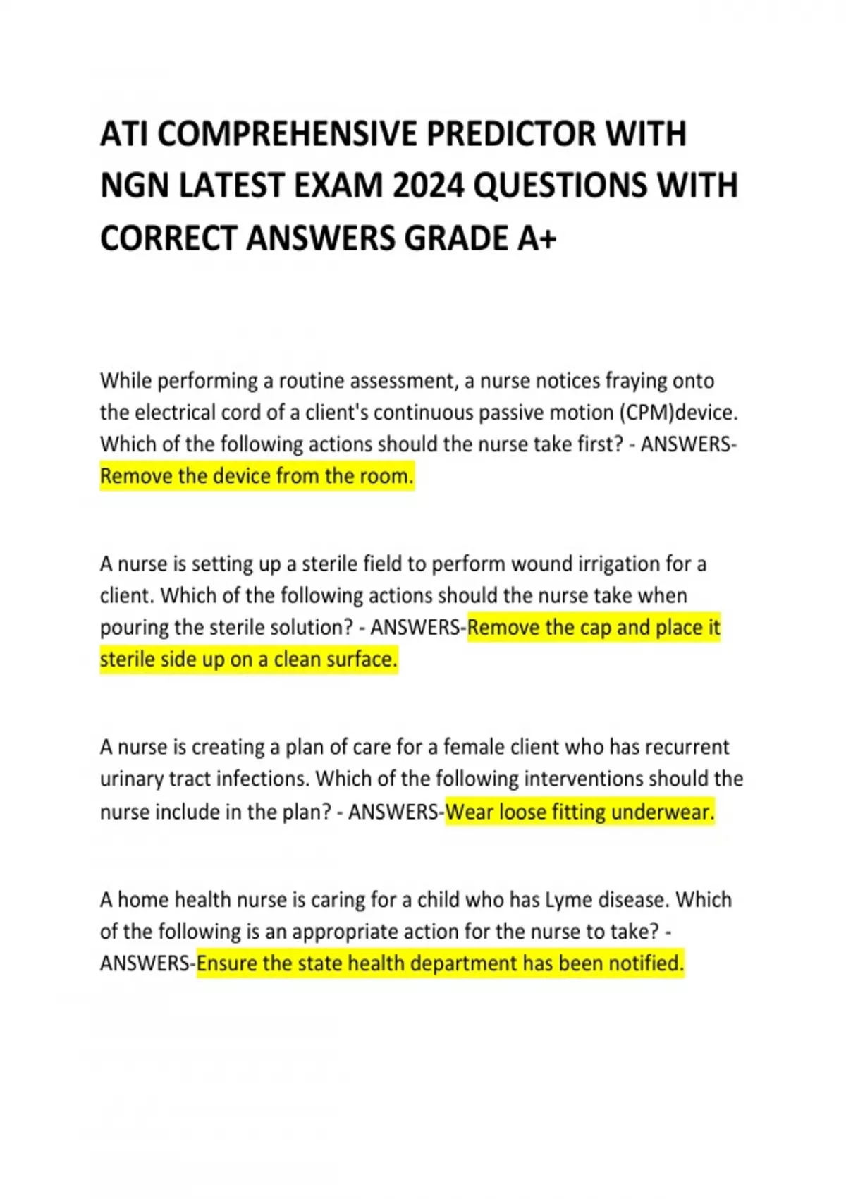ATI COMPREHENSIVE PREDICTOR WITH NGN LATEST EXAM 2024 QUESTIONS WITH ...