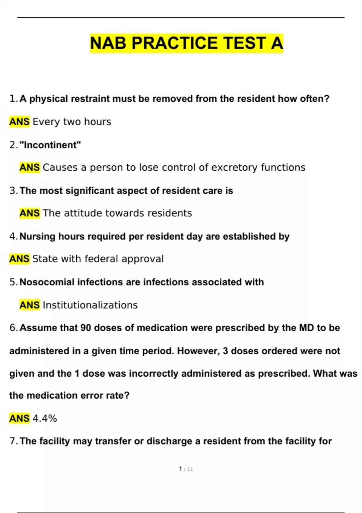NAB Practice Test A Questions and Answers (2024 / 2025) (Verified ...