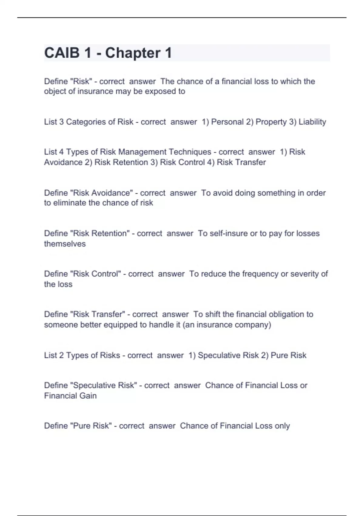 CAIB 1 Question and answers already passed 2024 - CAIB - Stuvia US