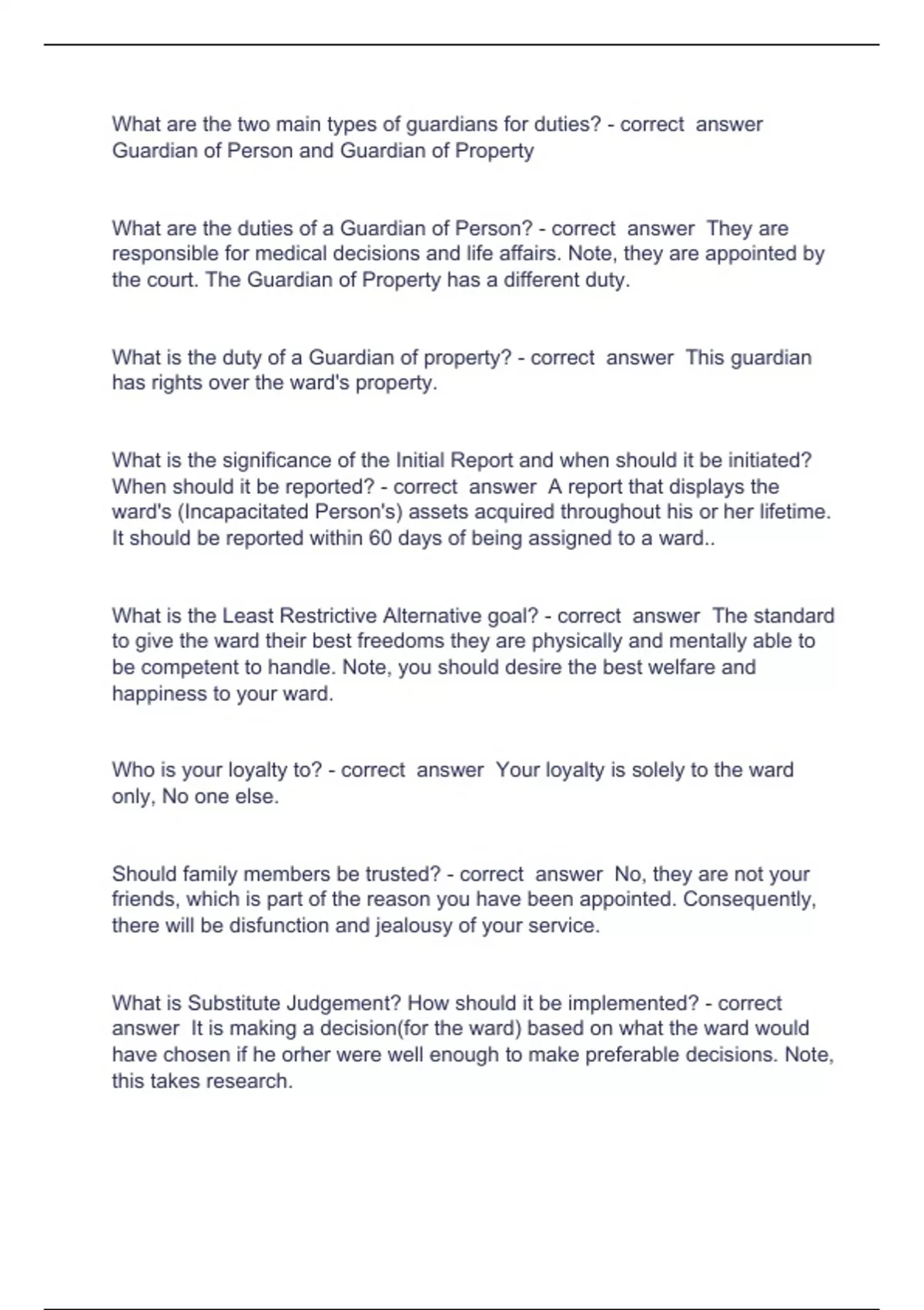 What are the two main types of guardians for duties. Questions with ...