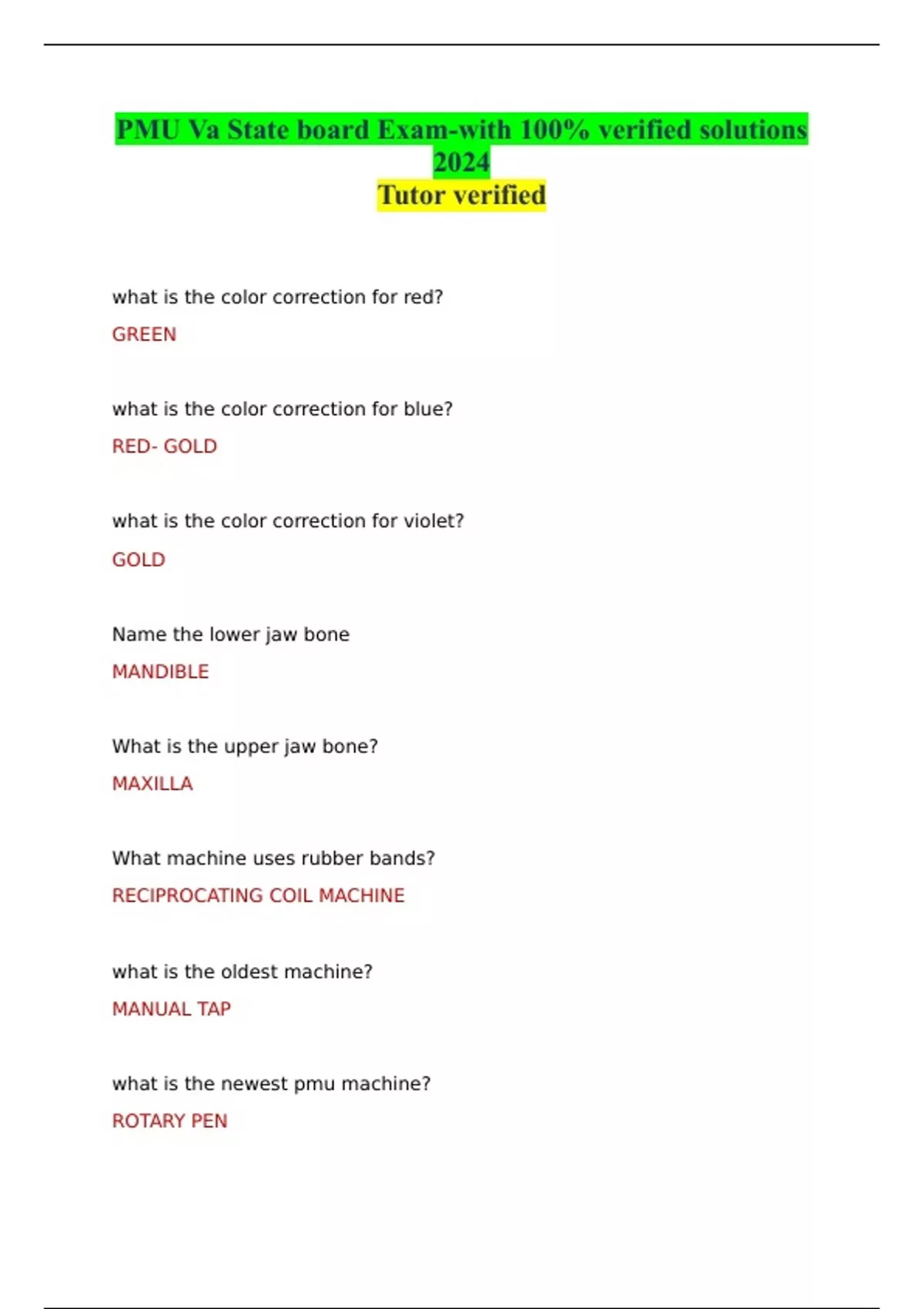 PMU Va State board Exam-with 100% verified solutions 2024 - PMU Va ...