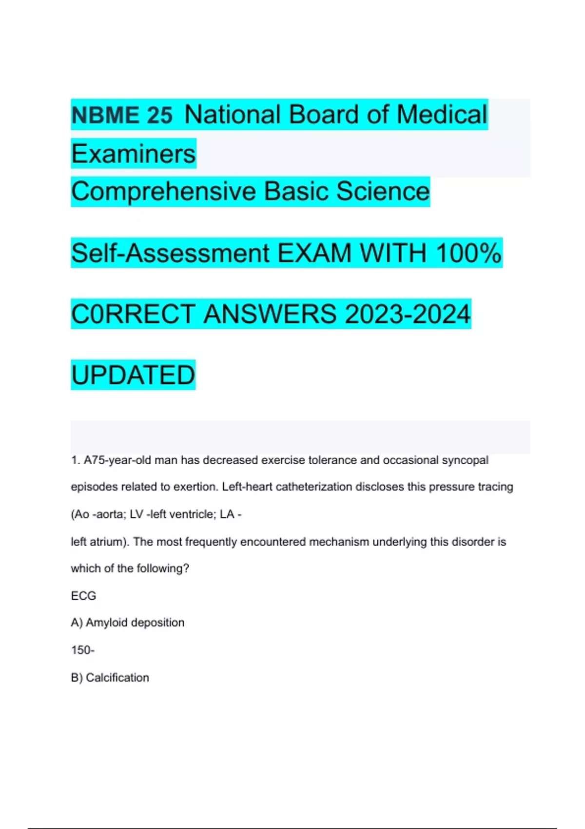 NBME 25 National Board of Medical Examiners Comprehensive Basic Science Self-Assessment EXAM ...