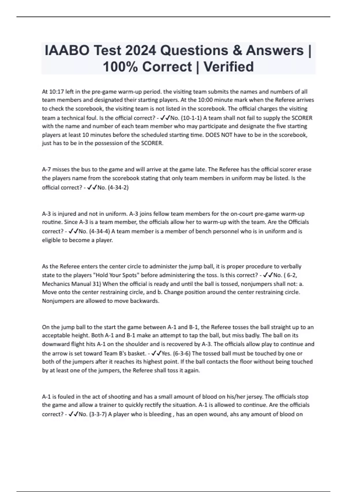 IAABO Bundled Exams with Complete Solution | Verified Answers | 2024 ...