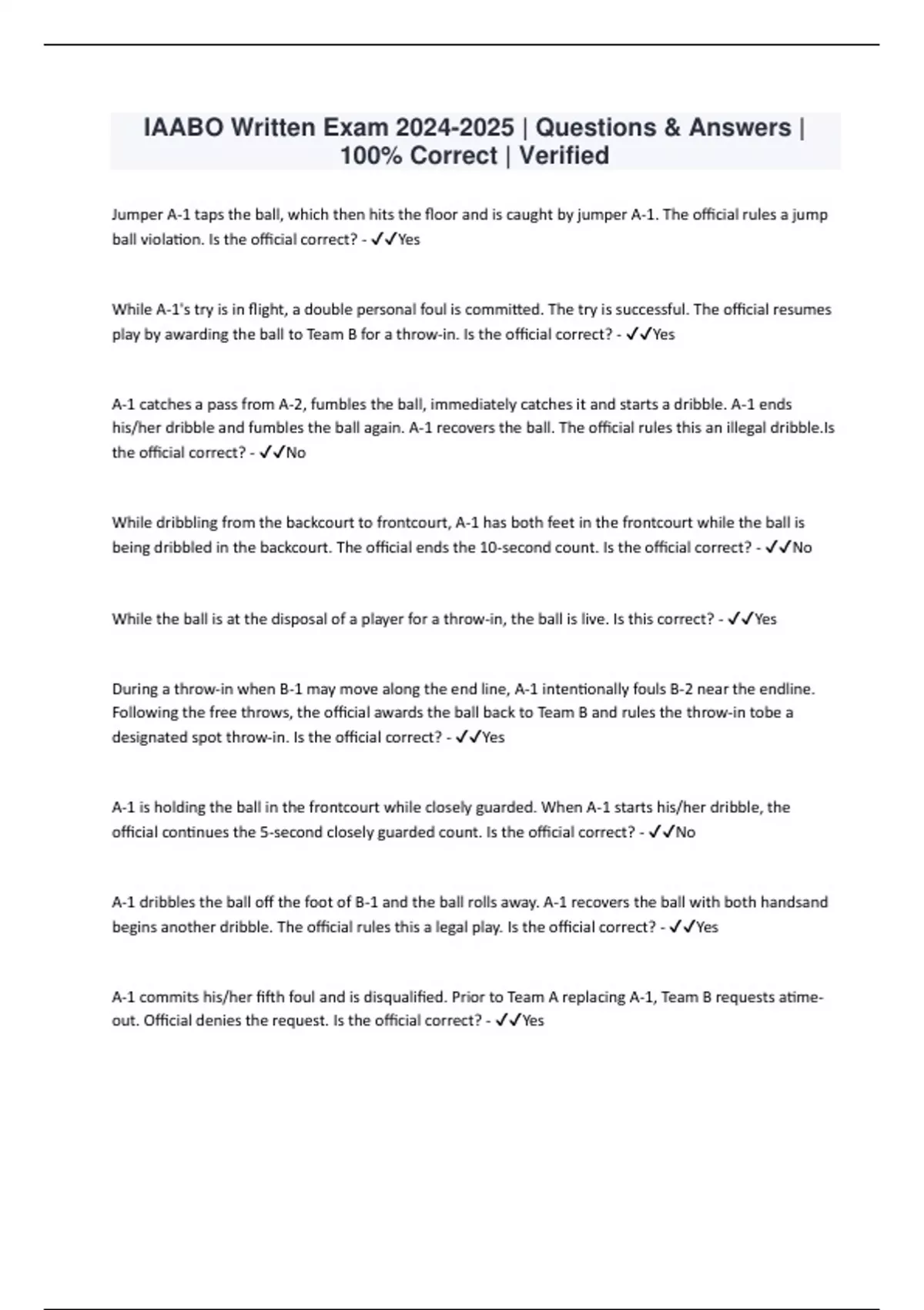 IAABO Written Exam | Questions & Answers | 100% Correct | Verified ...