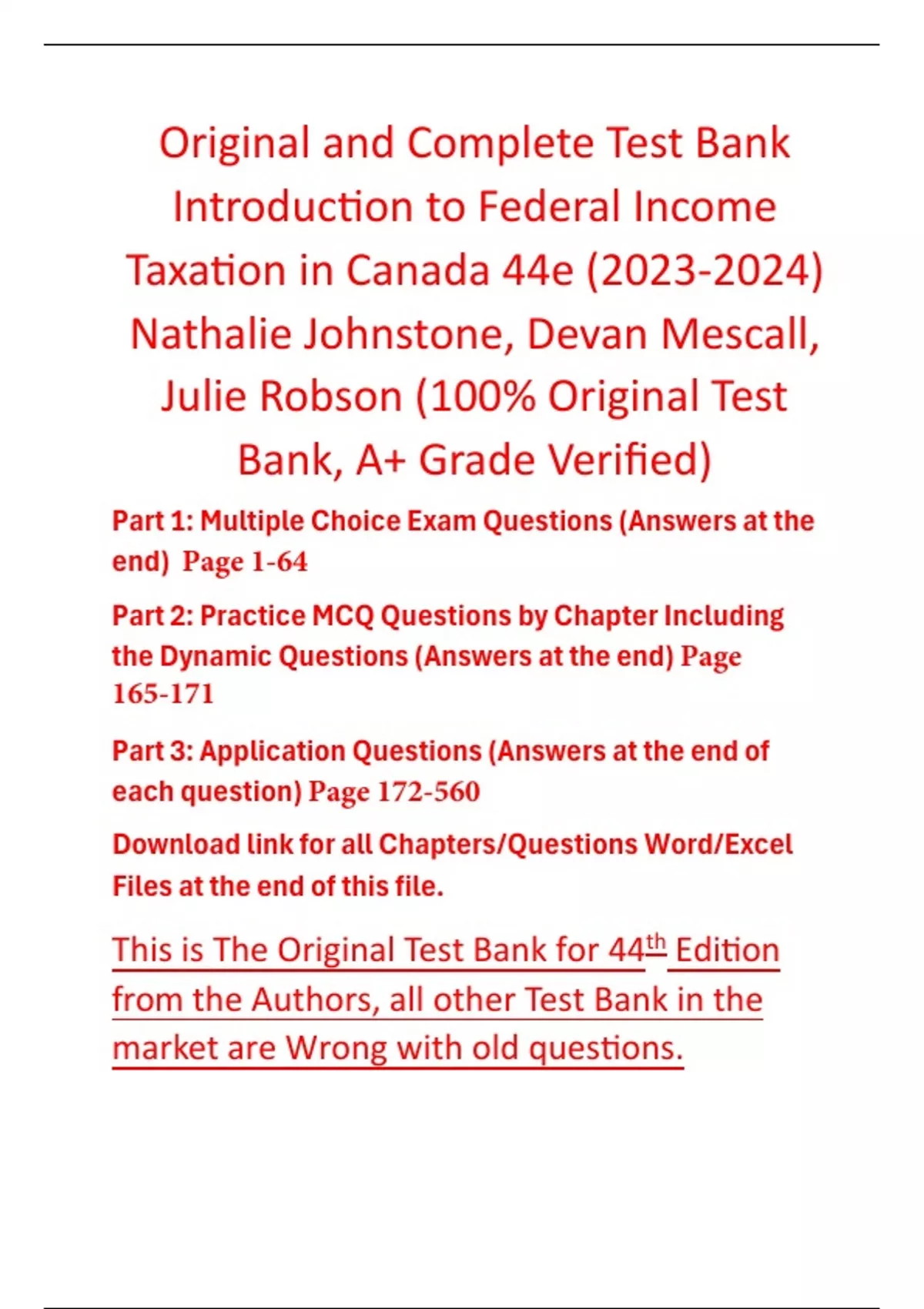 Introduction to Federal Income Taxation in Canada 44th Edition () By ...