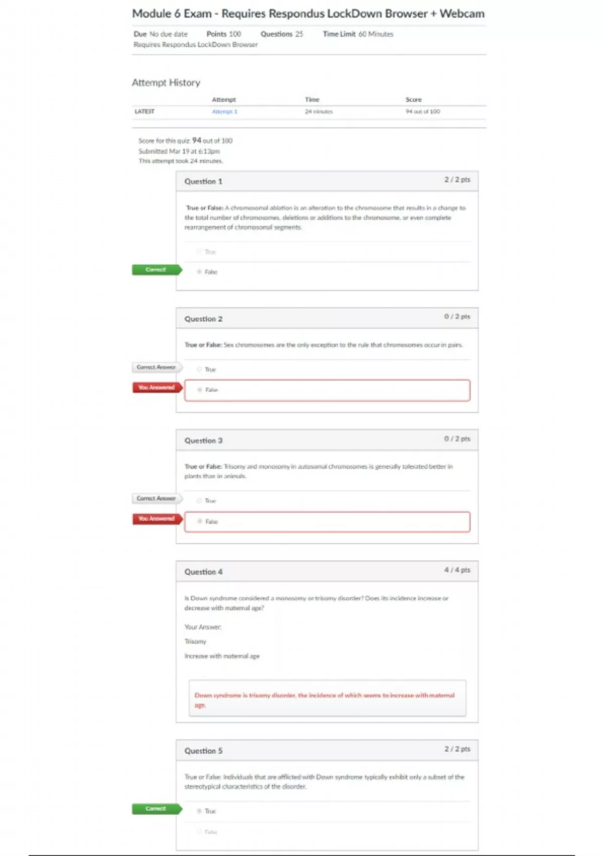 Portage Learning BIOD 210 Genetics Module 6 Exam - BIOD 210 -Genetics ...