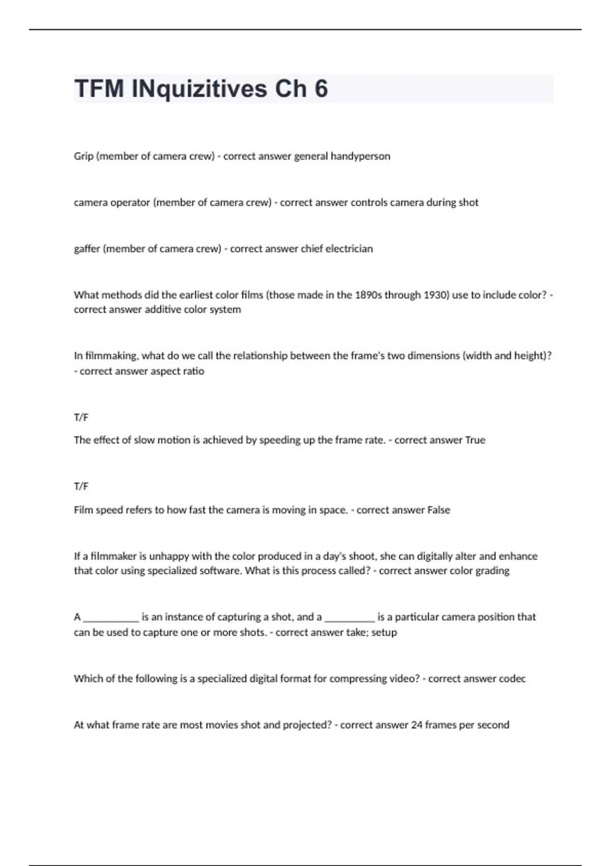 TFM Inquisitives Ch 6 fully solved rated A+ 2024 - Tfm - Stuvia US