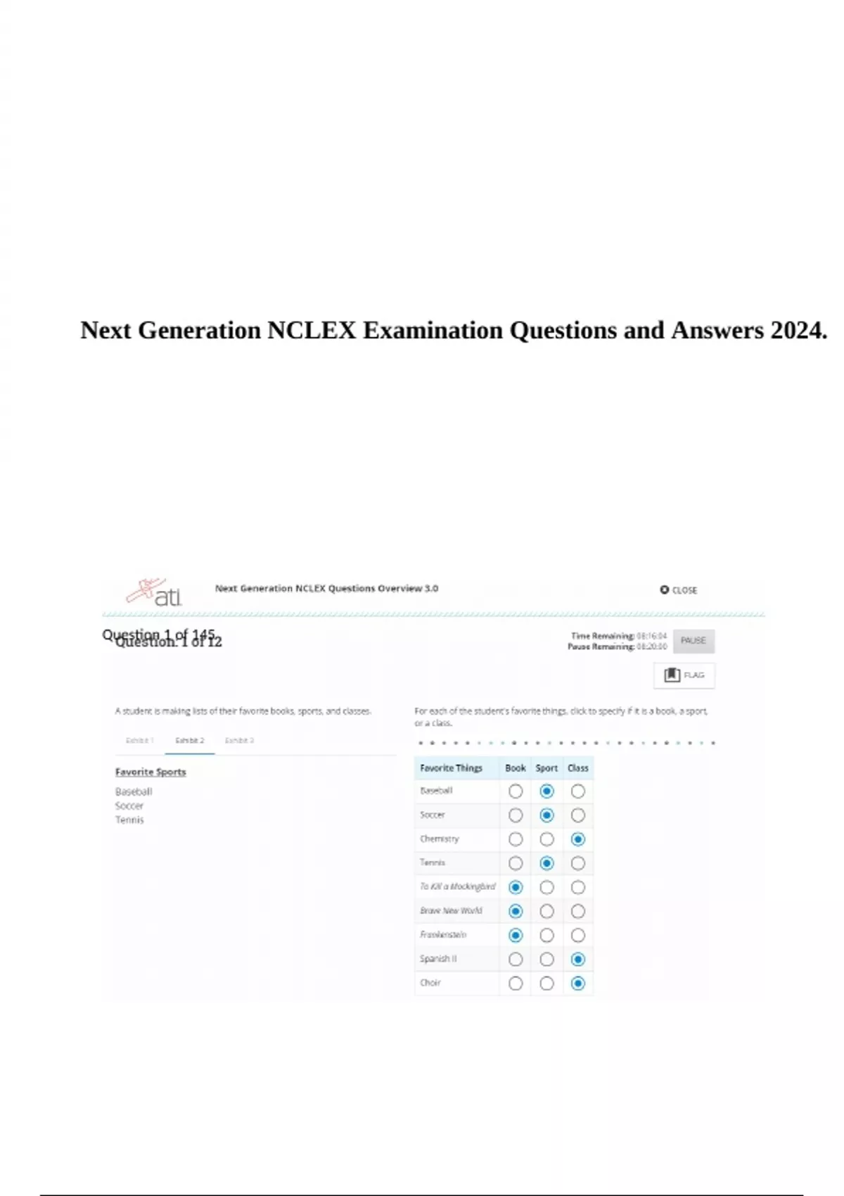 Next Generation NCLEX Examination Questions and Answers 2024. - Next ...