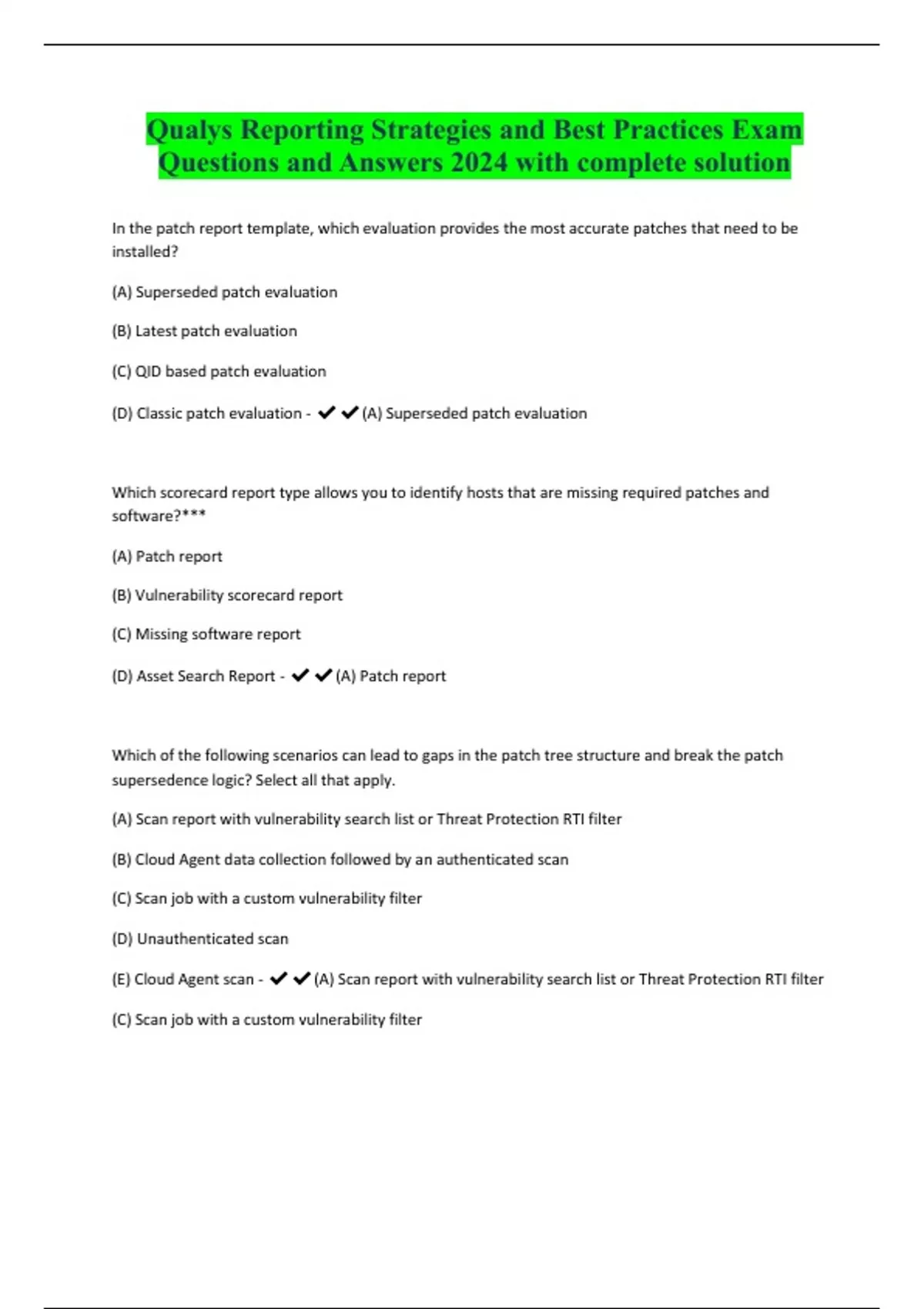 Qualys Reporting Strategies and Best Practices Exam Questions and ...
