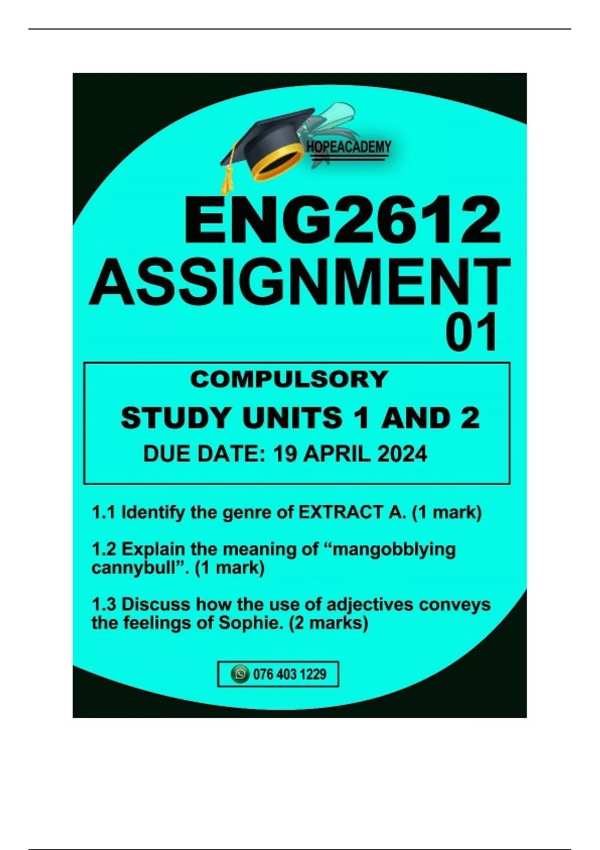 ENG2612 ASSIGNMENT 1 DUE 19 APRIL 2024 ALL QUESTIONS ANSWERED - ENG2612 ...