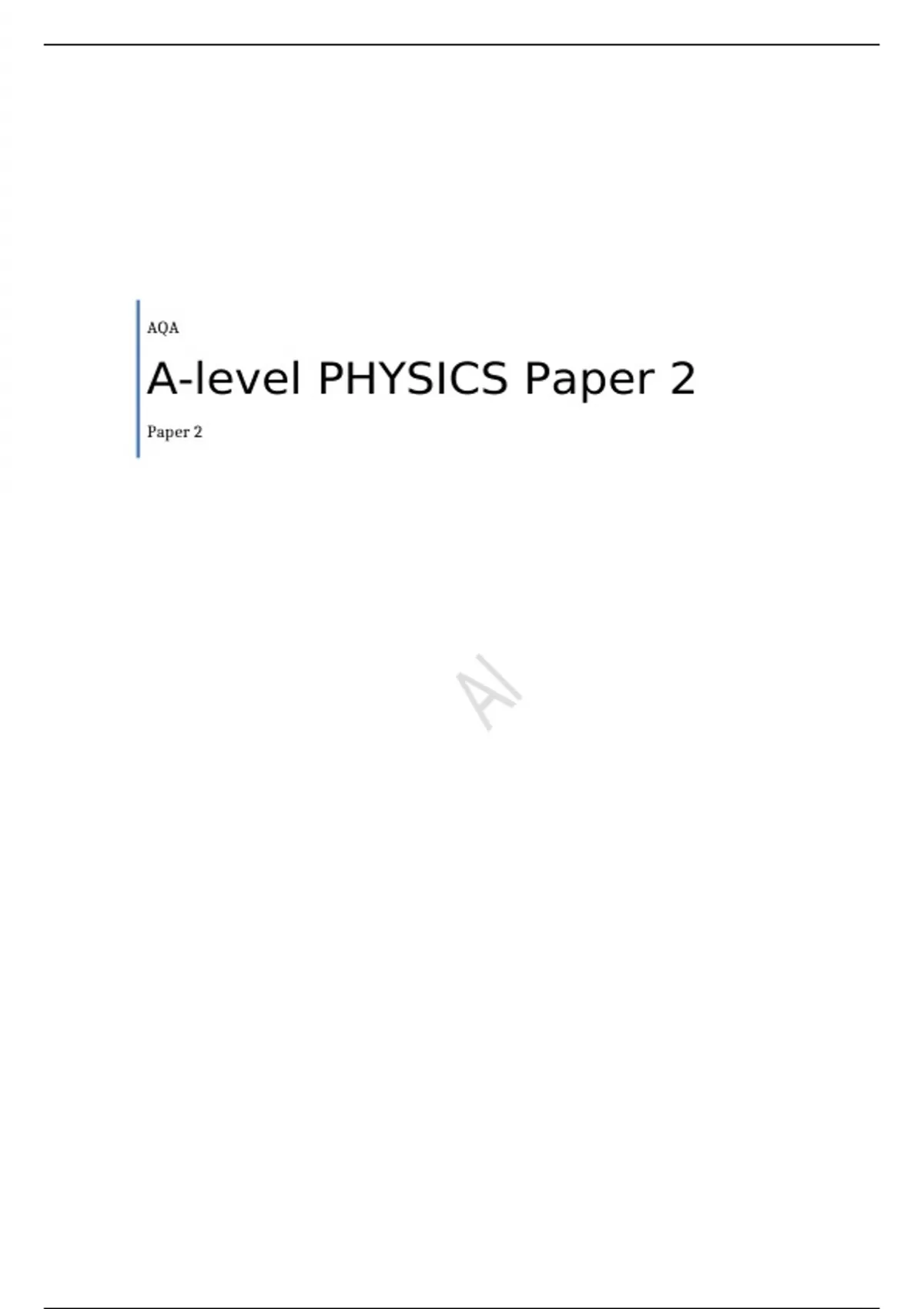 AQA A-level PHYSICS Paper 2 QUESTION PAPER AND MARK SCHEME FOR JUNE /2 ...
