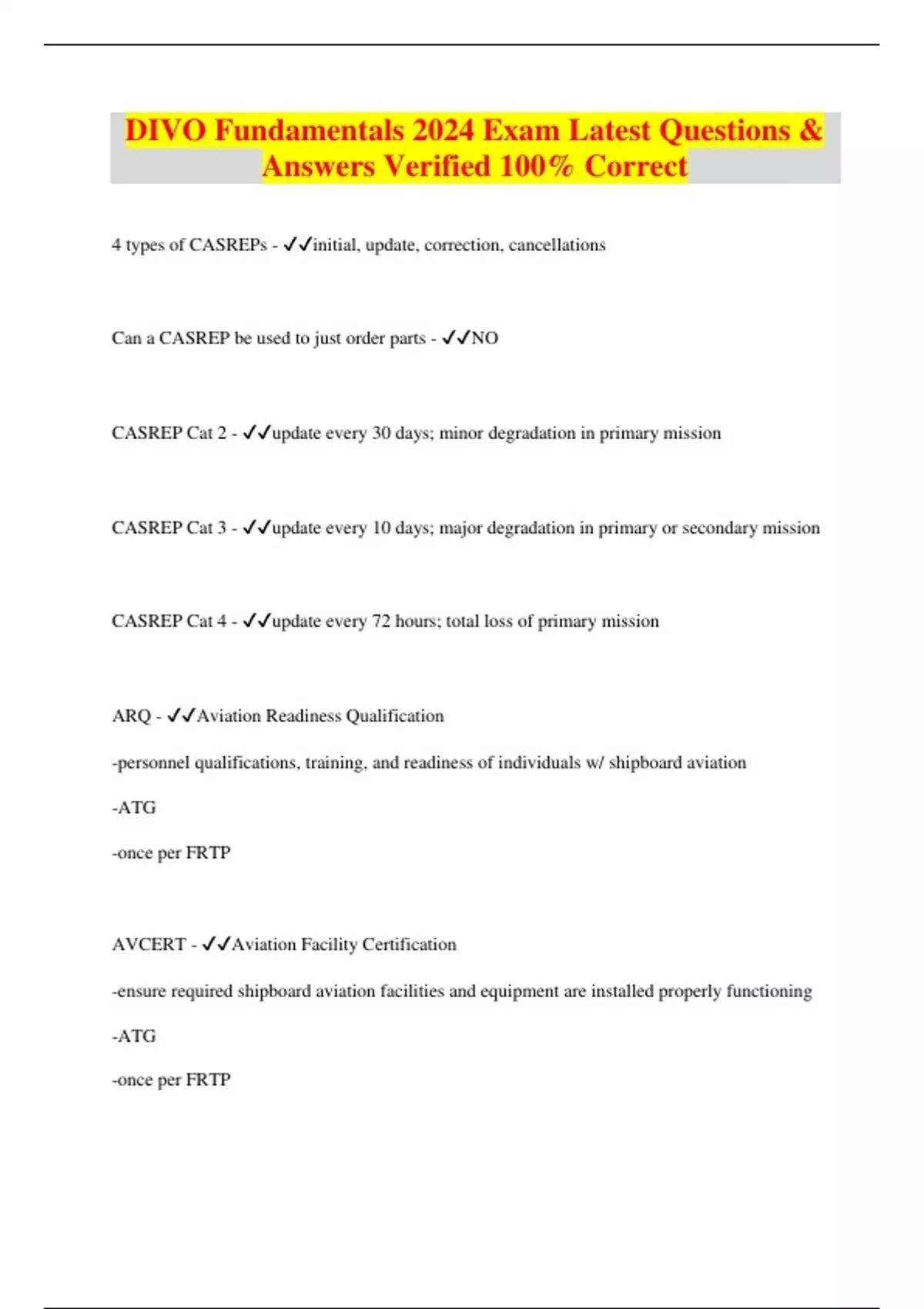 DIVO Fundamentals 2024 Exam Latest Questions & Answers Verified 100% ...