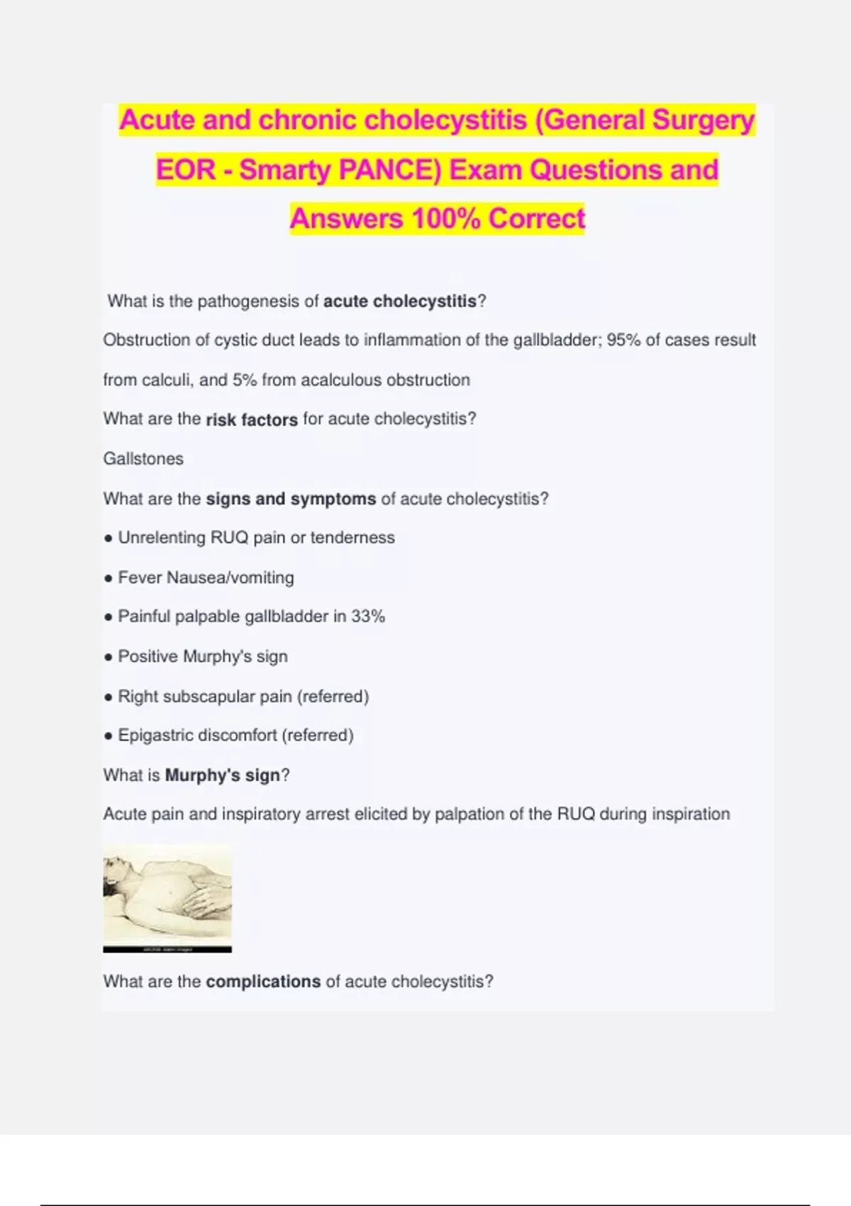 Acute and chronic cholecystitis (General Surgery EOR - Smarty PANCE ...