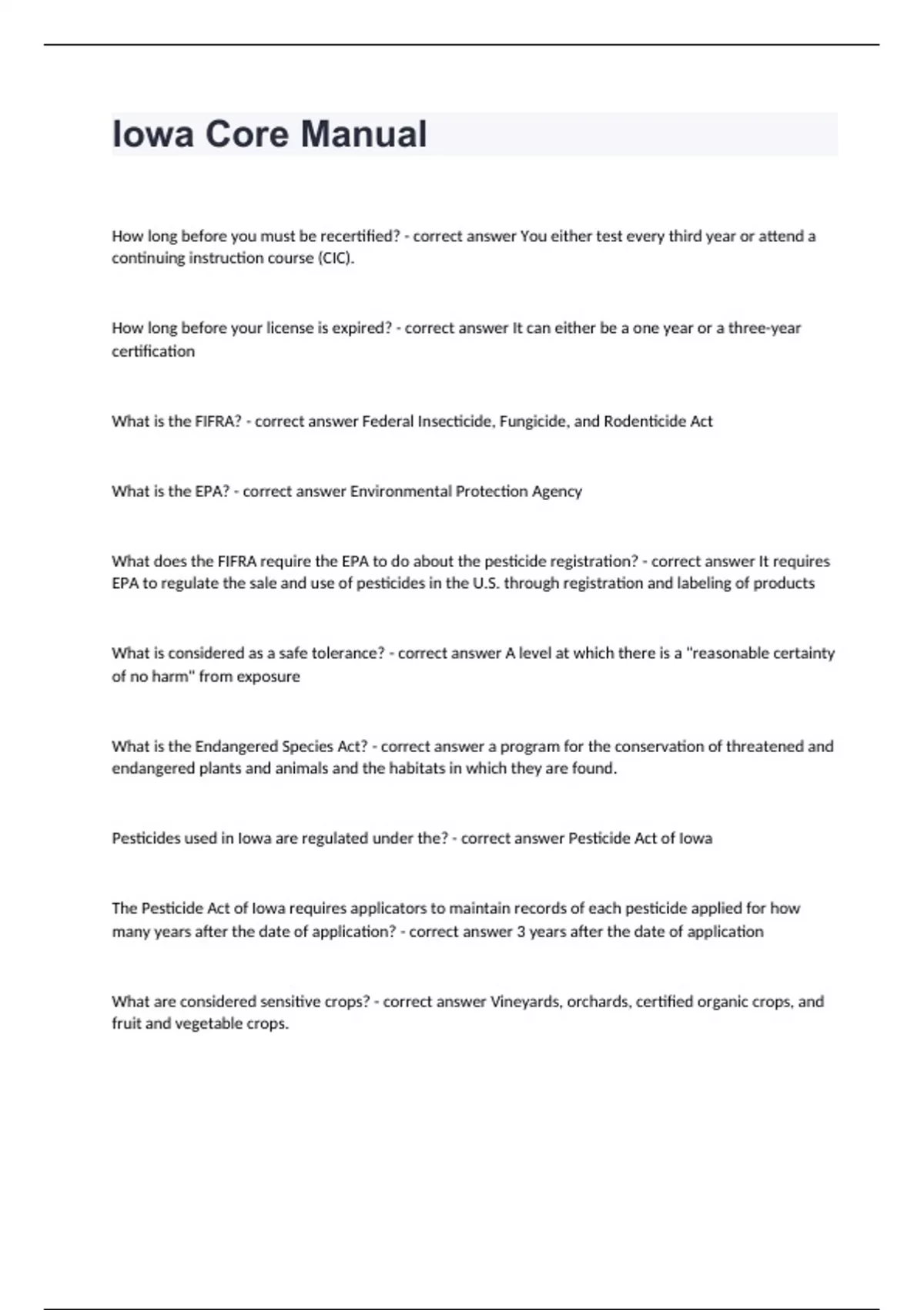 Iowa Core Manual verified already passed 2024 - Lowa pesticide ...