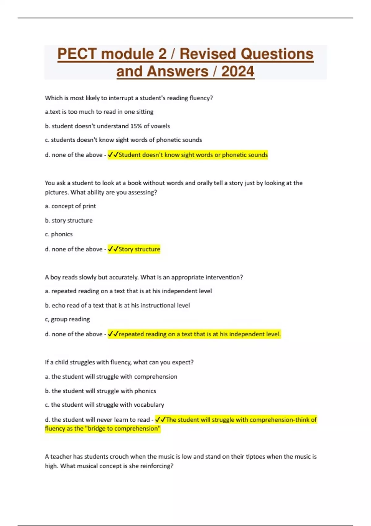 PECT module 2 / Revised Questions and Answers / 2024 - PECT module 2 ...