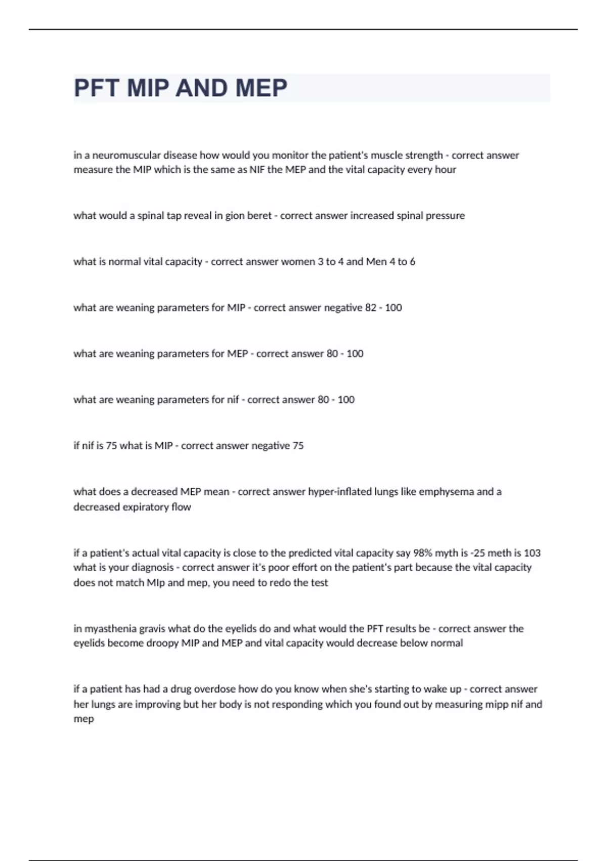 PFT MIP AND MEP Final Review Questions With All Correct Answers 2024 ...