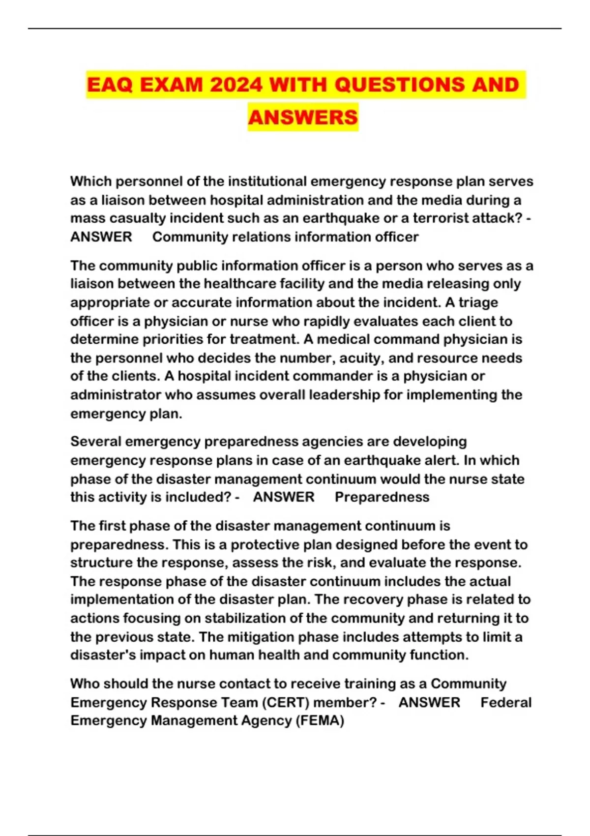 EAQ EXAM 2024 WITH QUESTIONS AND ANSWERS - EAQ - Stuvia UK