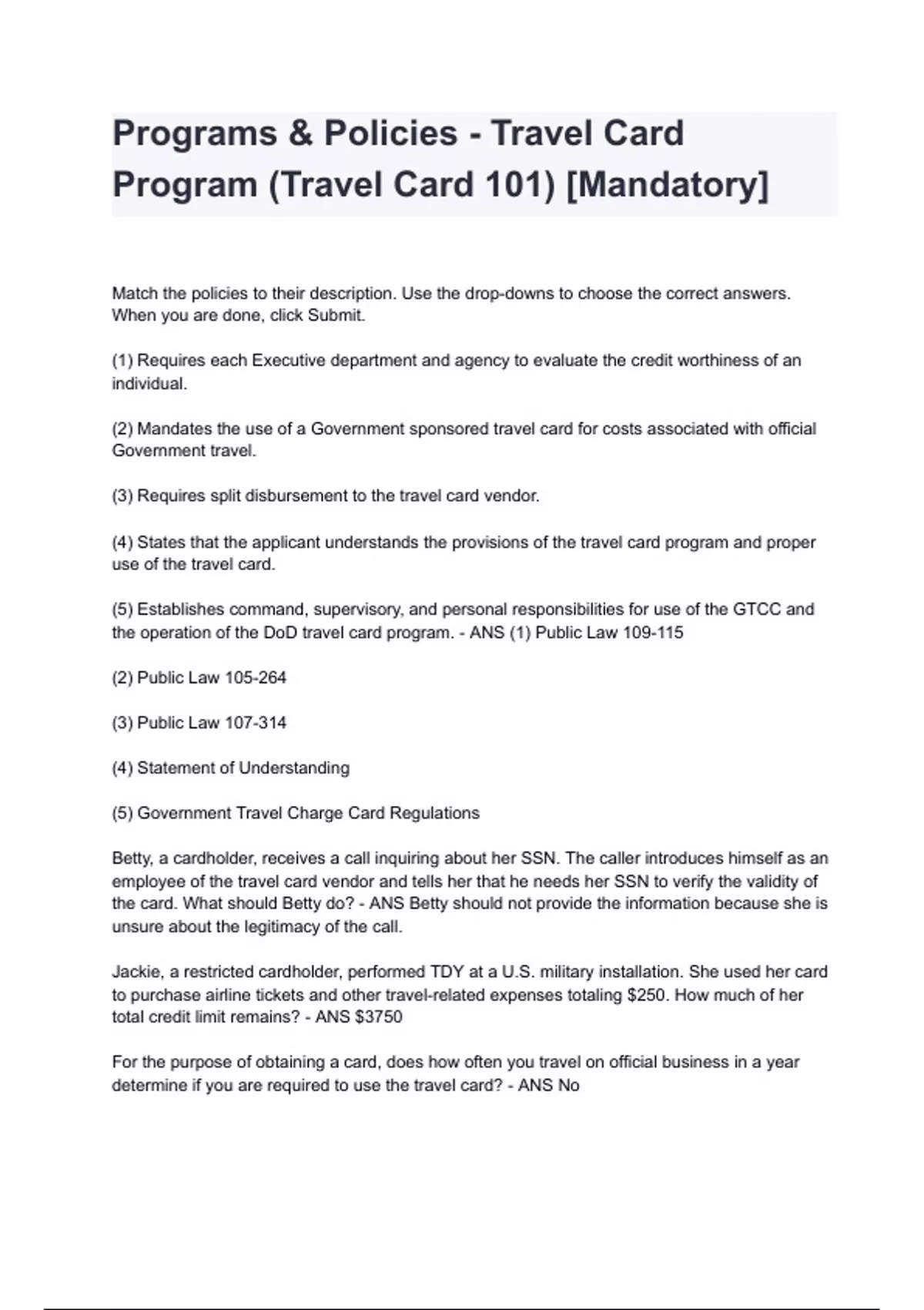 Programs & Policies - Travel Card Program (Travel Card 101) [Mandatory ...