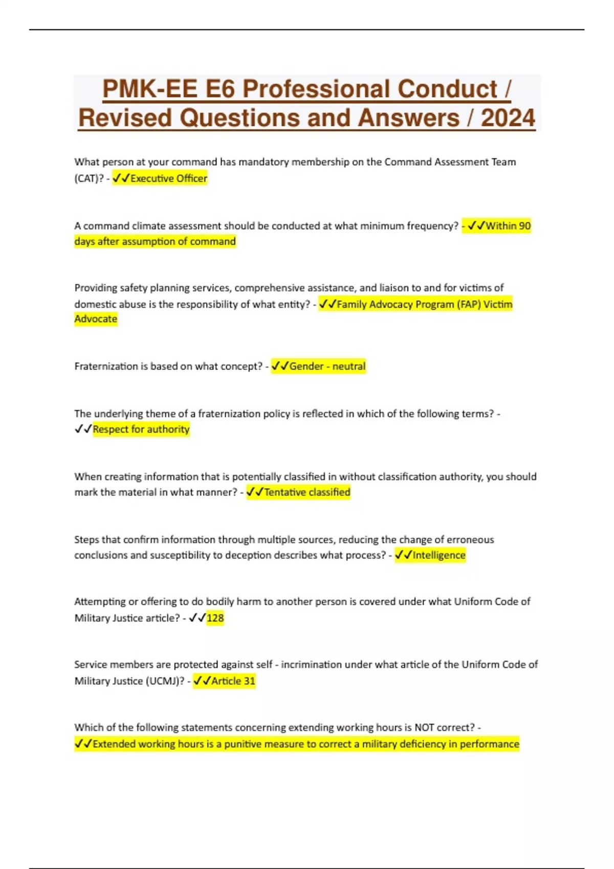 PMK-EE E6 Professional Conduct / Revised Questions and Answers / 2024 ...