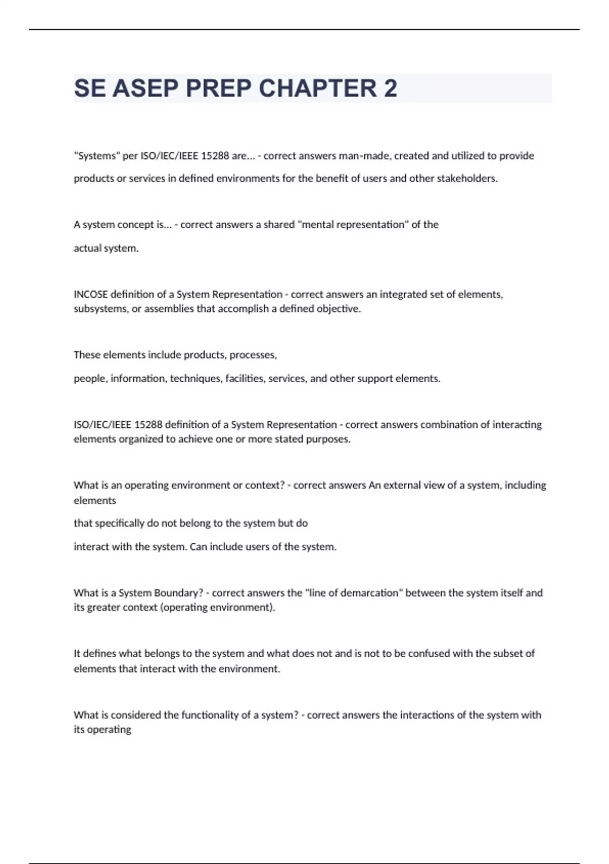 SE ASEP PREP CHAPTER 2 questions with 100% correct answers 2024 ...