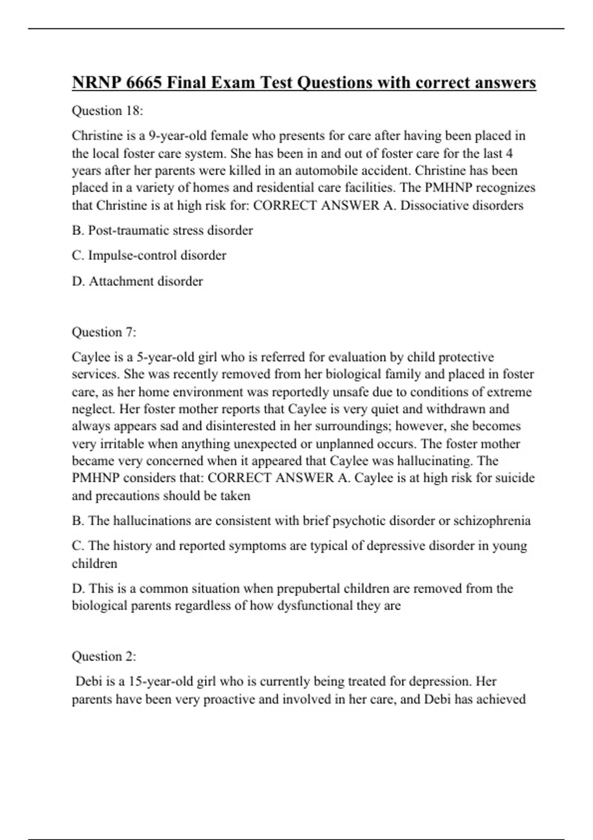 NRNP 6665 Final Exam Test Questions with correct answers - NRNP 6540 ...