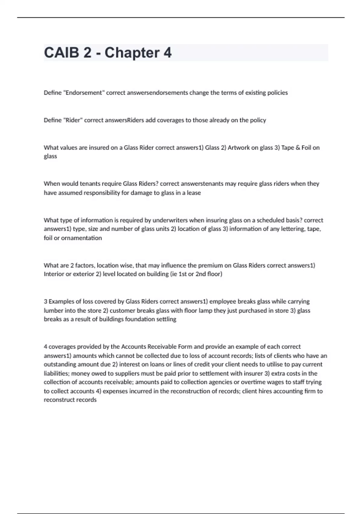 CAIB 2 - Chapter 4 2024 with 100% correct answers - CAIB 2 - Chapter 4 ...