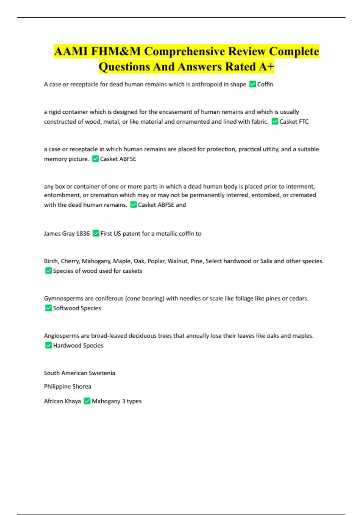 AAMI FHM&M Comprehensive Review Complete Questions And Answers Rated A+ ...