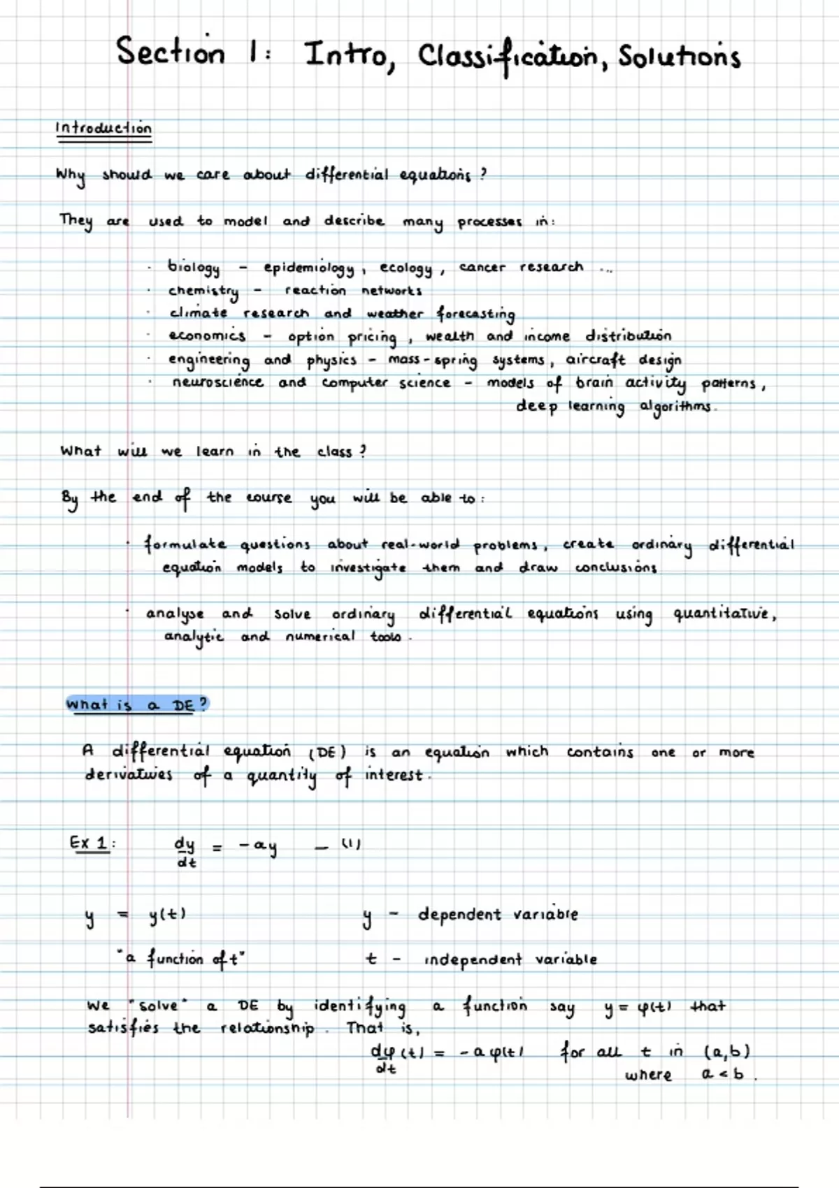 Summary Apma 0350 Introduction To Differential Equations Existence And Uniqueness Numerical