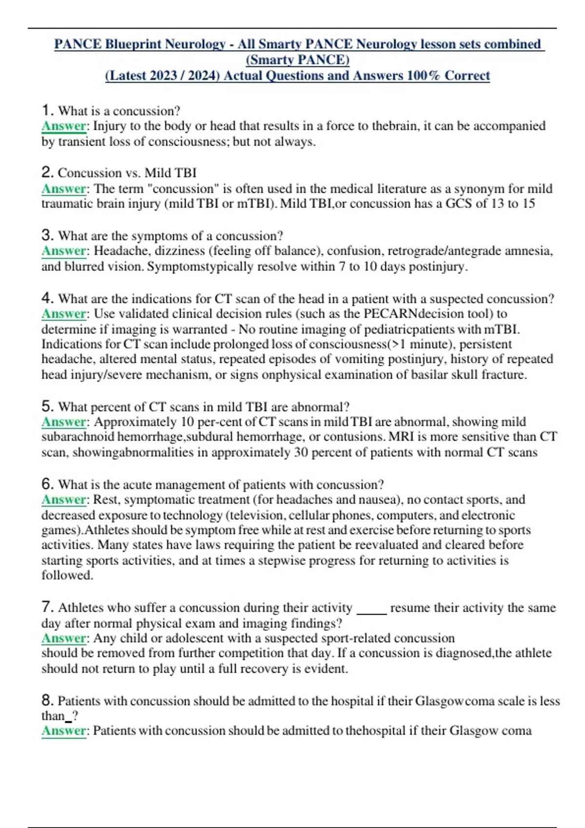 PANCE Blueprint Neurology - All Smarty PANCE Neurology lesson sets ...