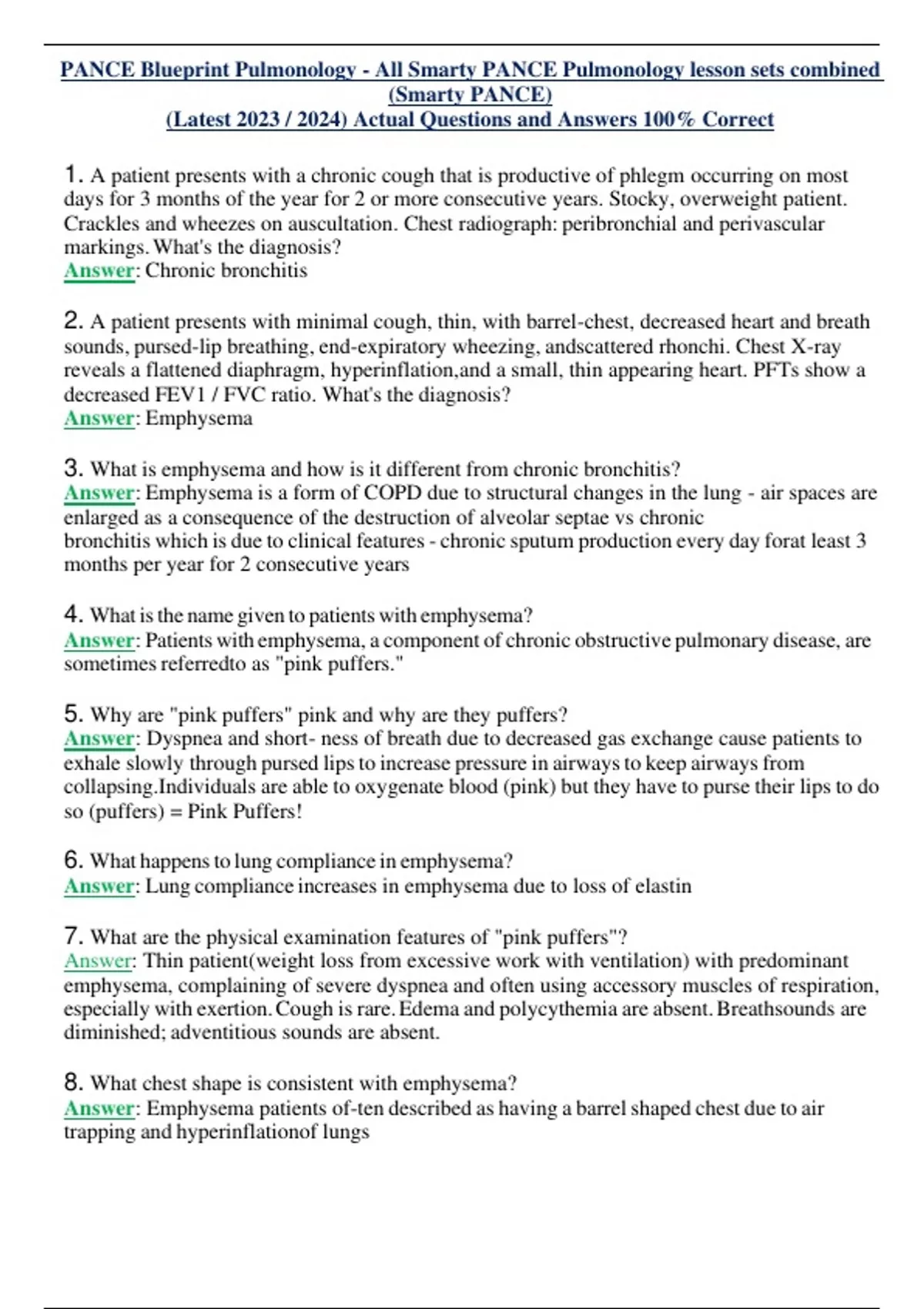 PANCE Blueprint Pulmonology - All Smarty PANCE Pulmonology lesson sets ...