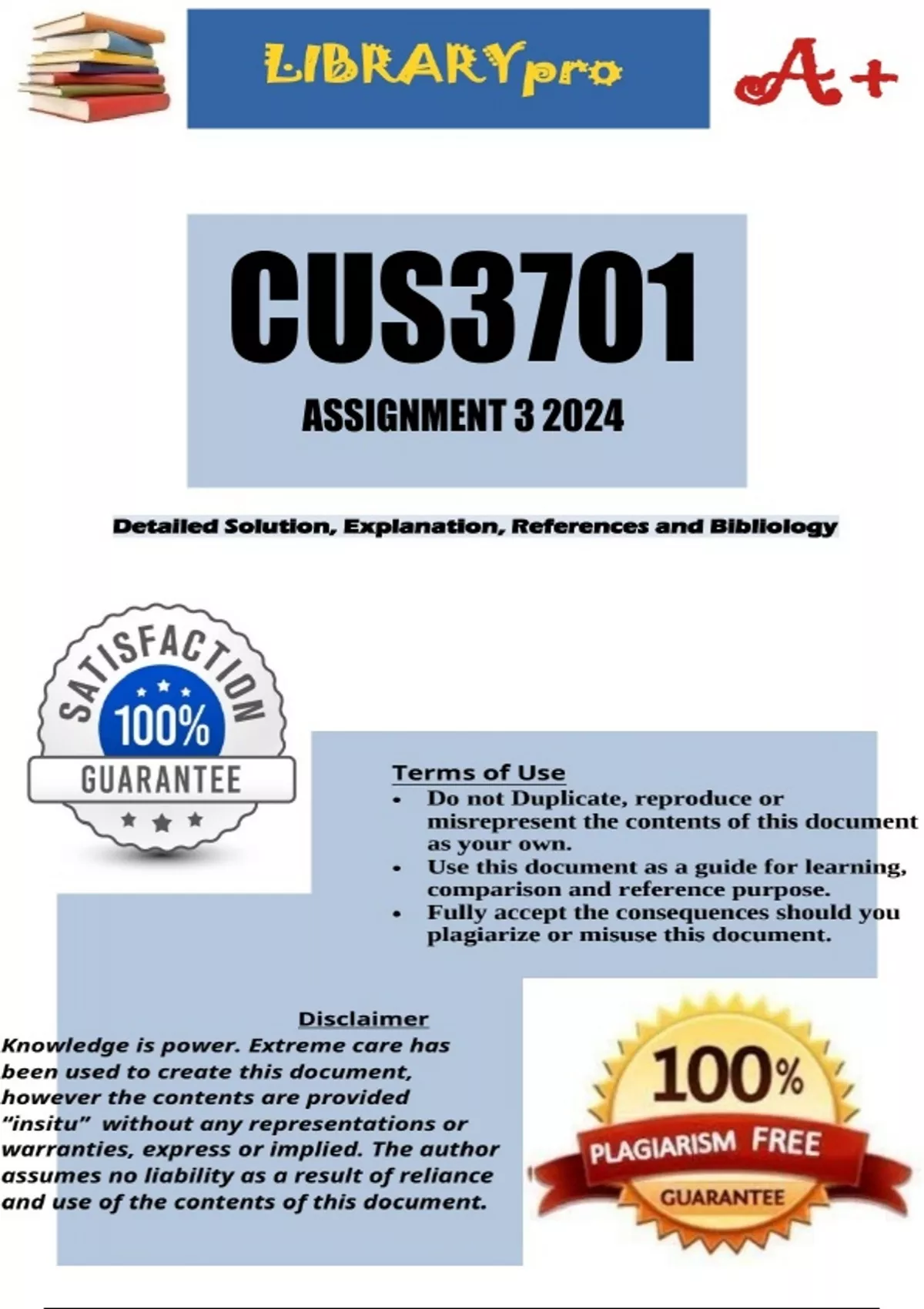 CUS3701 Assignment 3 (COMPLETE QUESTIONS AND ANSWERS) 2024 (629218 ...