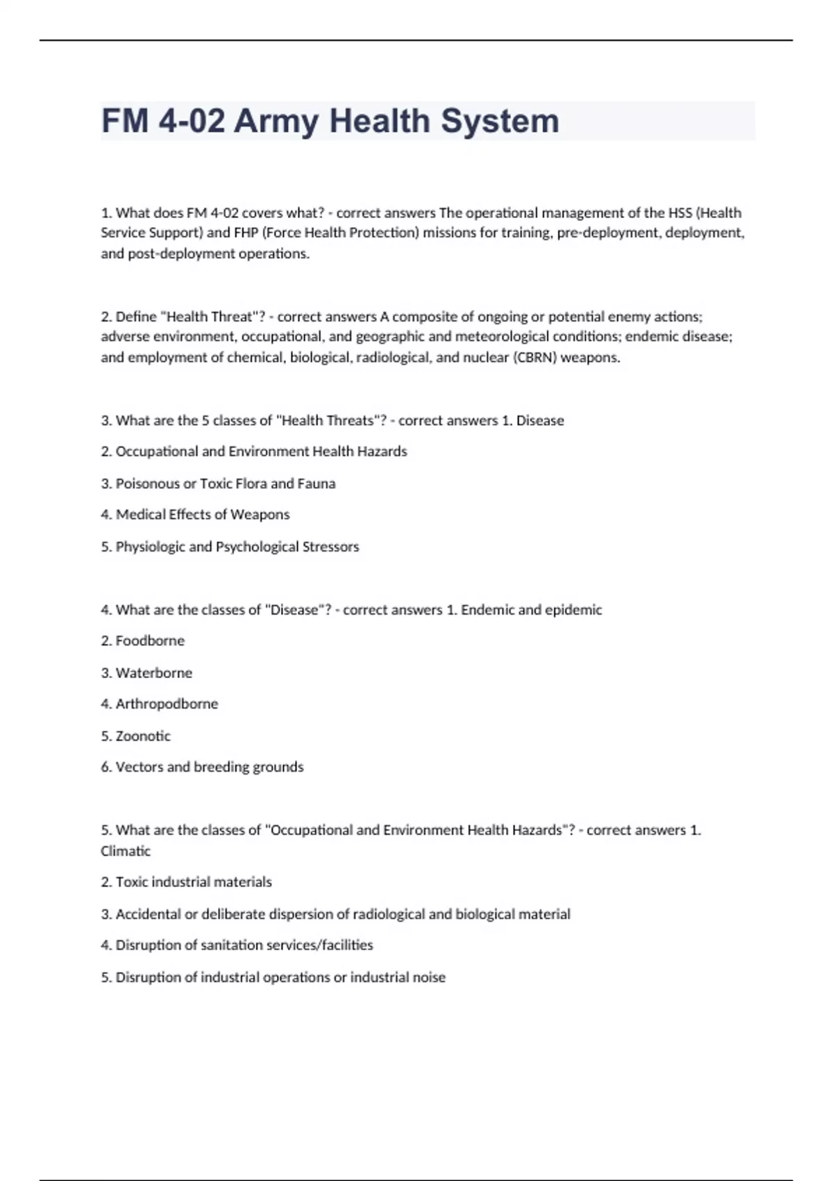 FM 4-02 Army Health System - FM 4-02 Army Health System - Stuvia US