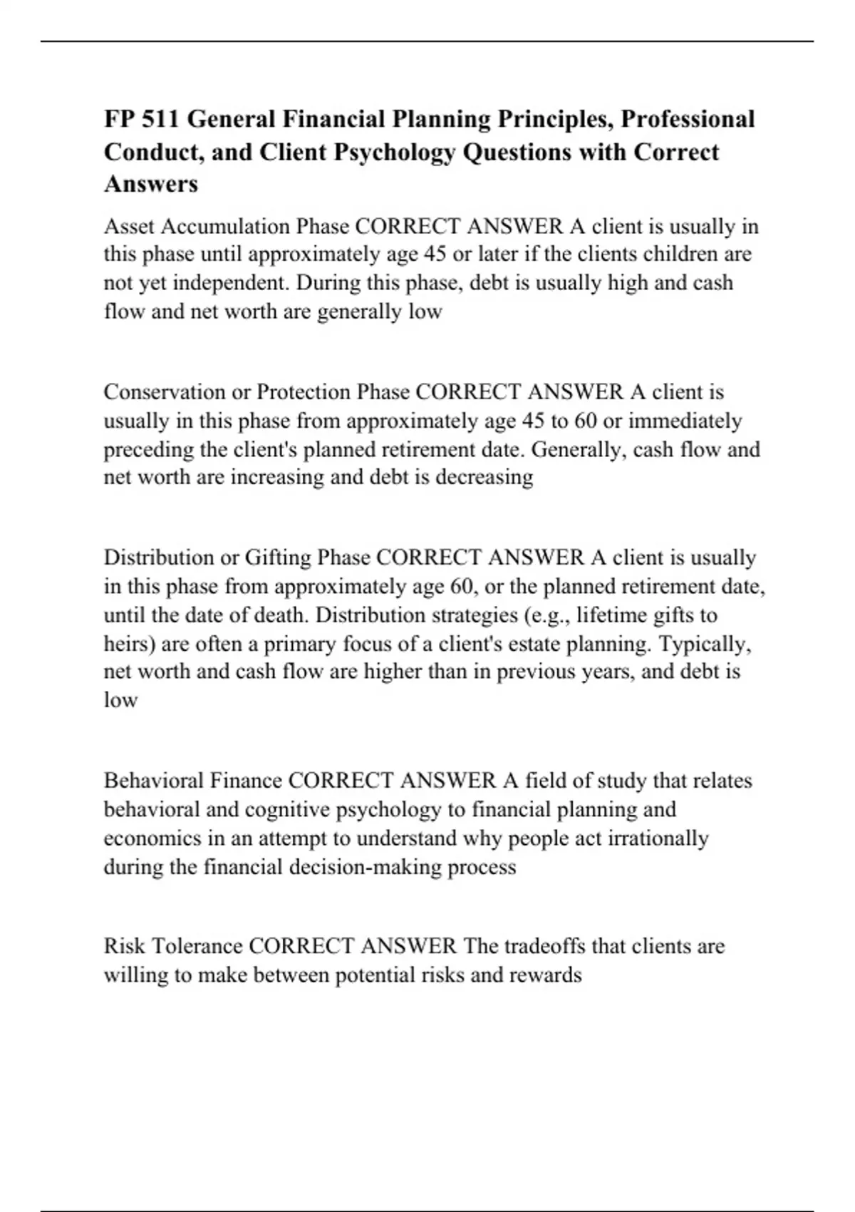 FP 511 General Financial Planning Principles, Professional Conduct, and ...