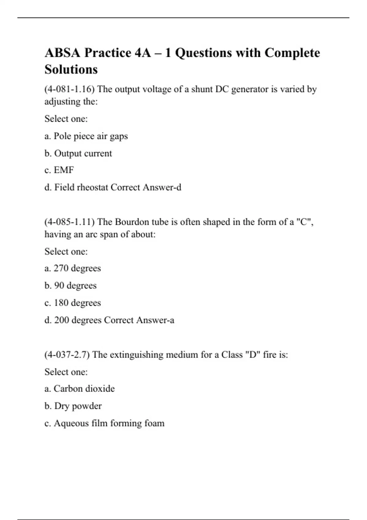 ABSA Practice 4A – 1 Questions with Complete Solutions - ABSA - Stuvia US