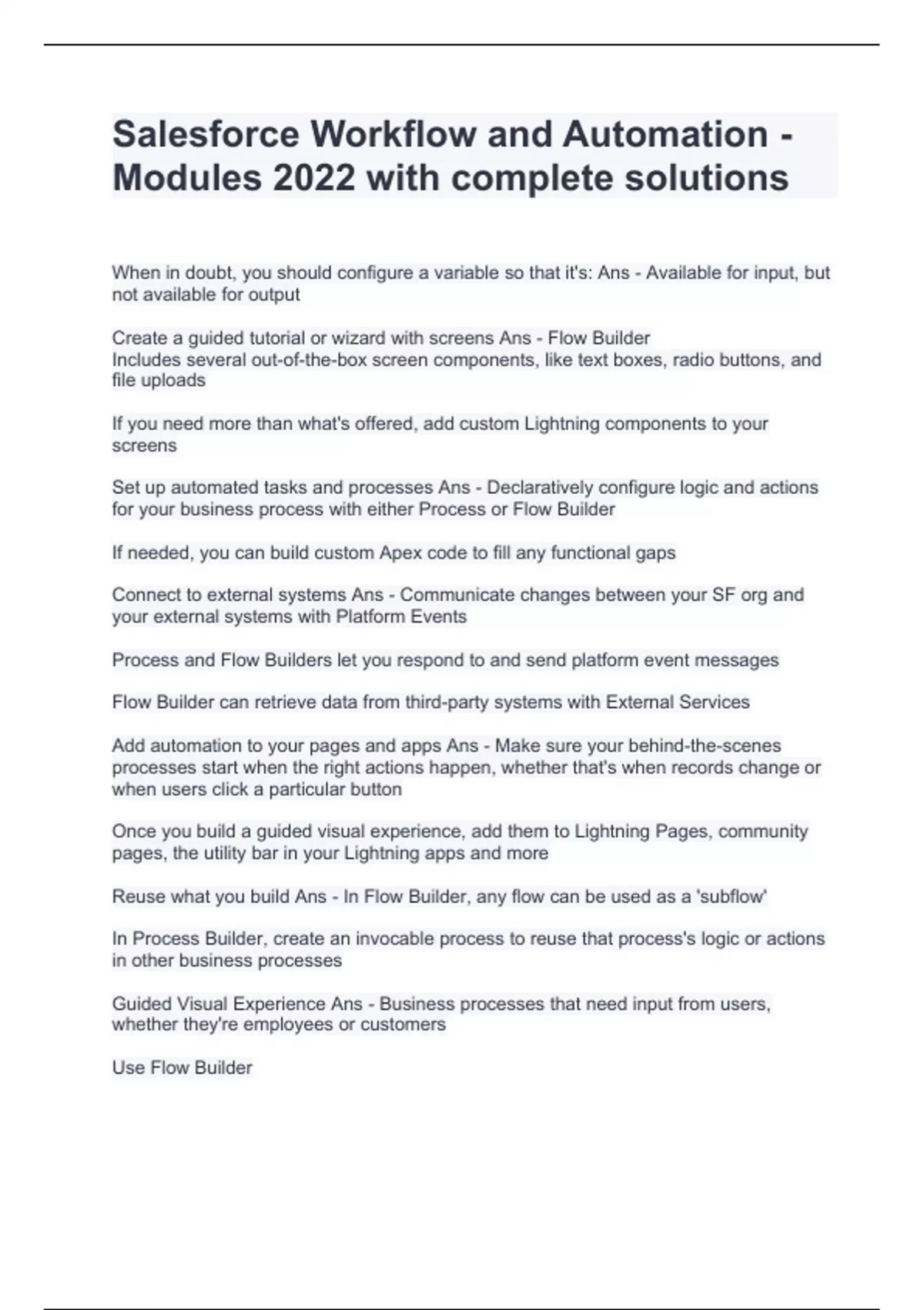 Salesforce Workflow and Automation - Modules 2024 with complete ...